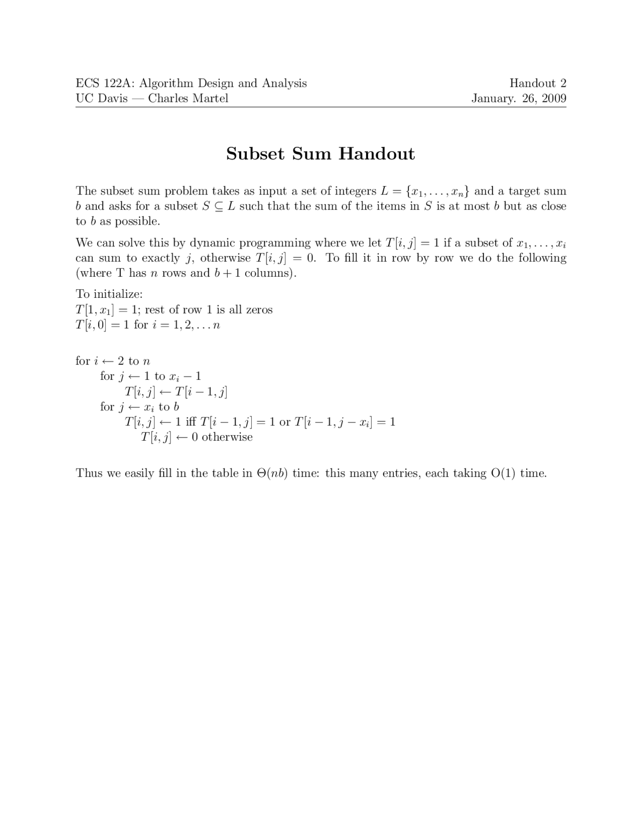 Subset Sum Handout Algorithm Design Ecs 122a Docsity 1775