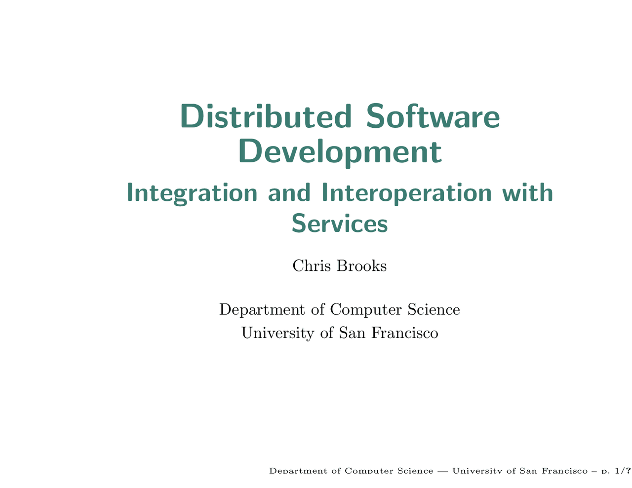Integration And Interoperation With Services Lecture Slides Cs 682
