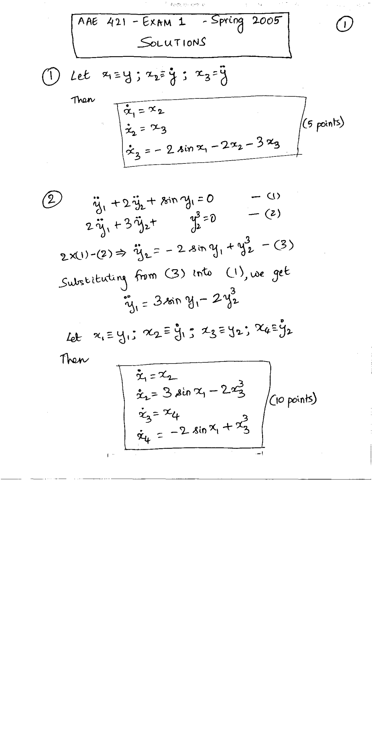 Solutions For Exam 1 Flight Dynamics And Control Aae 42100 Docsity