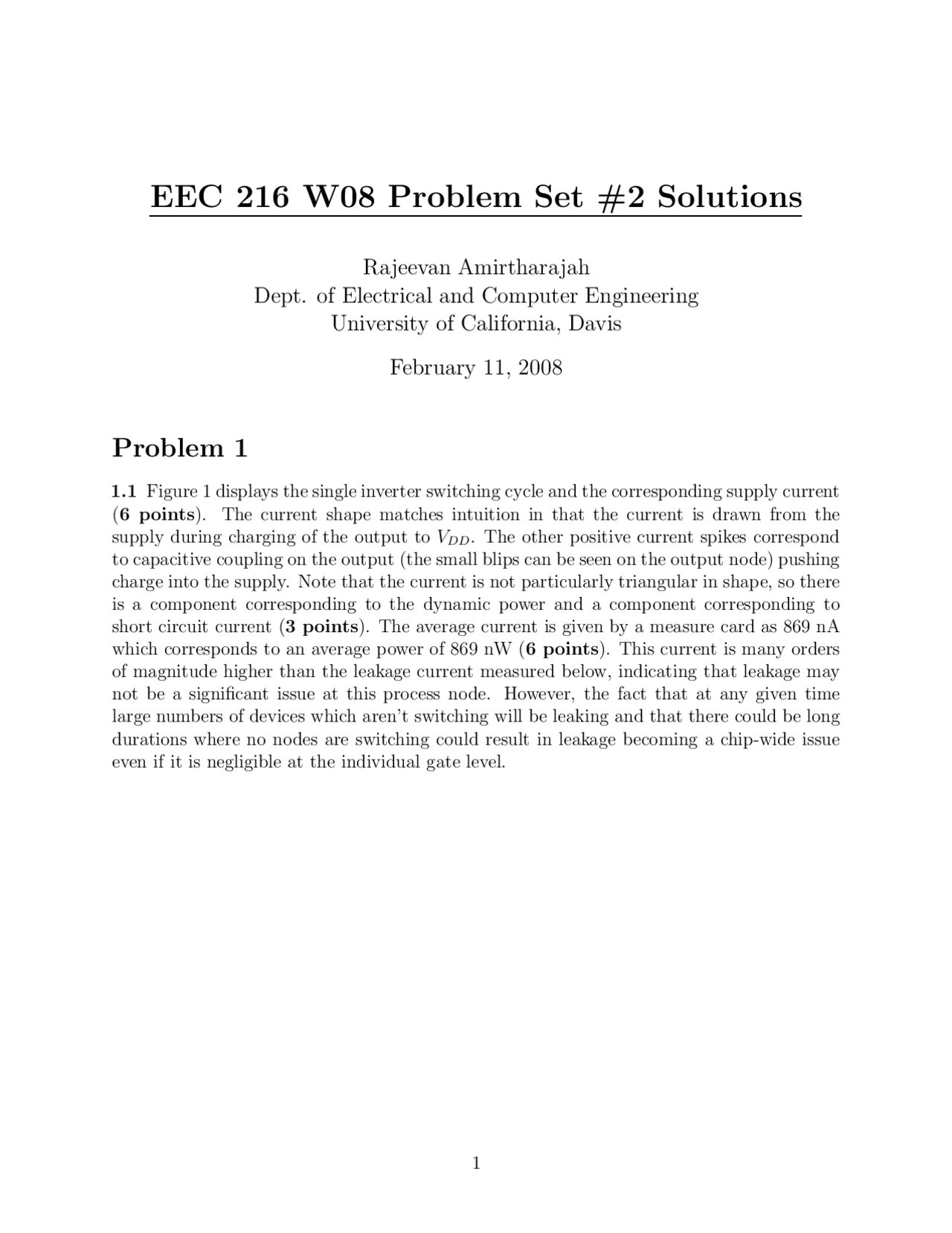 5 Solved Problems On Low Power Digital Ic Disks Eec 216 Docsity