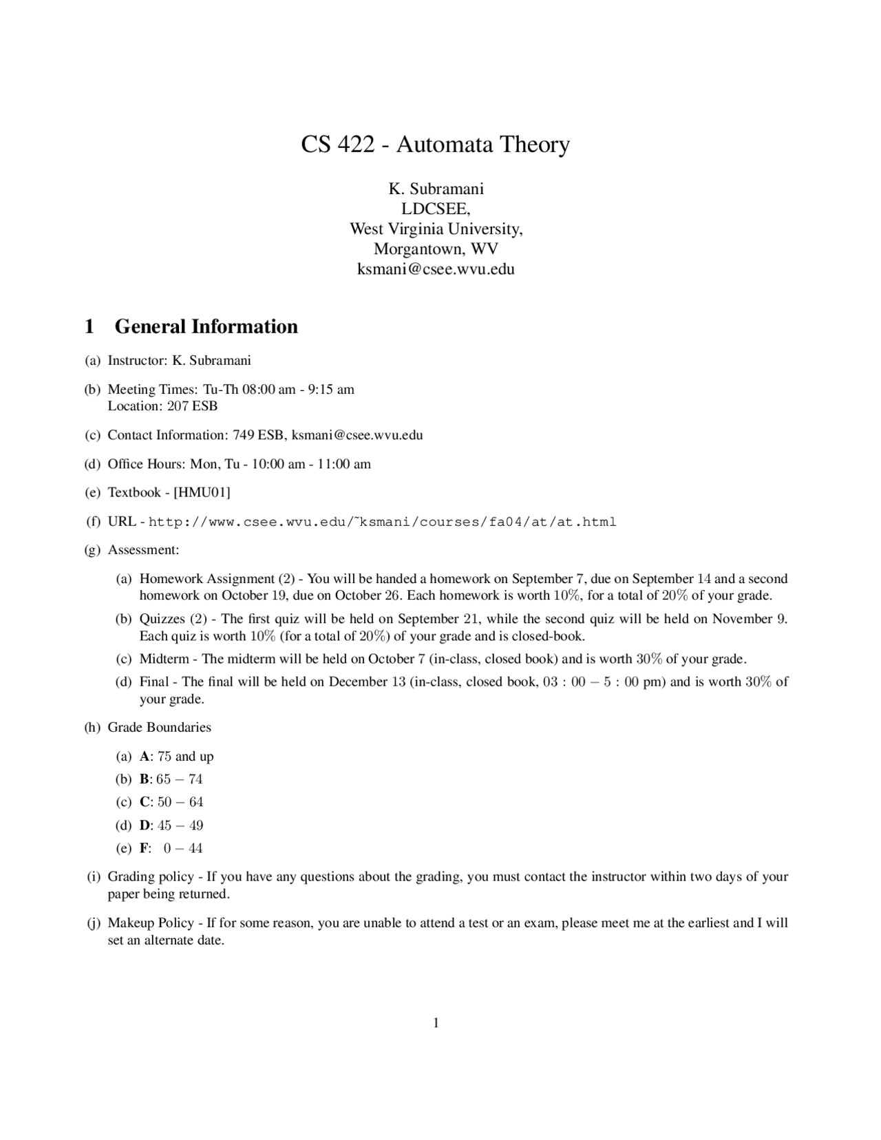 Assignment For Automata Theory Cs 422 Docsity