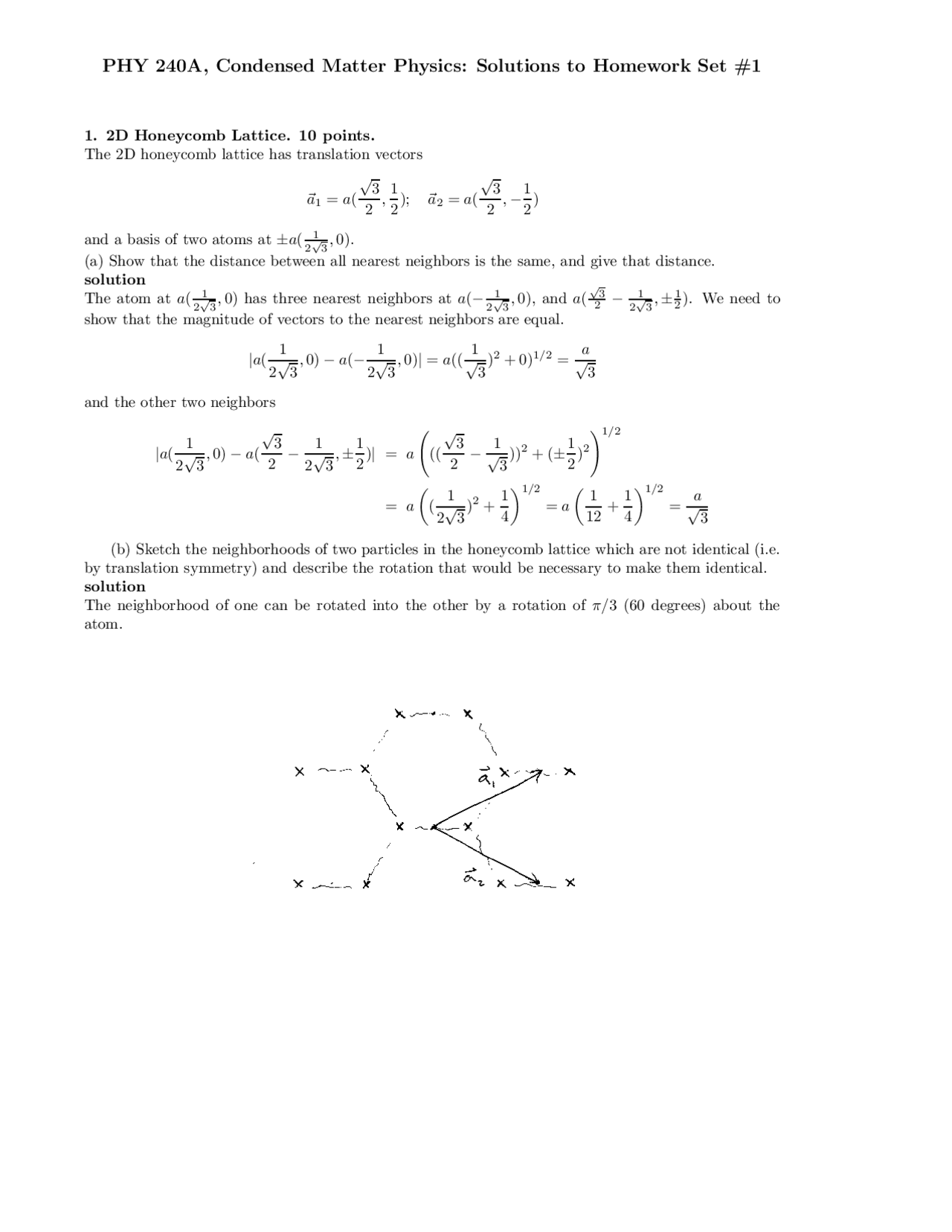 Resolutions For Homework Set 1 Condensed Matter Physics A Phy 240a