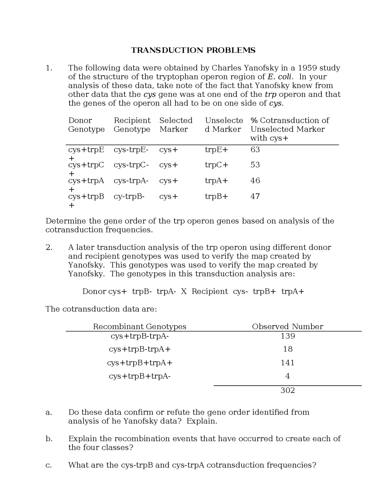 Transduction Problems Gene And Gene Expression Assignment Bis 101