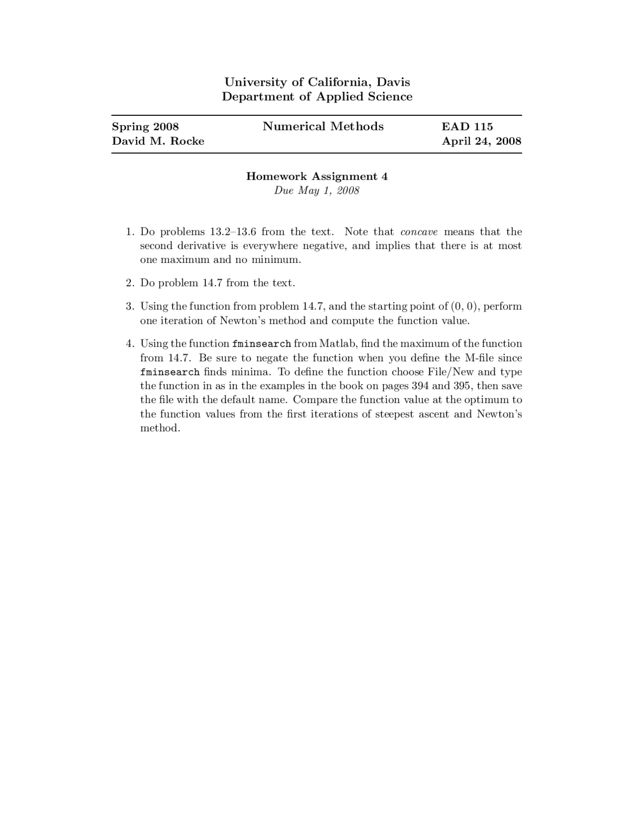 Practice Assignment 4 Numerical Methods Ead 115 Docsity