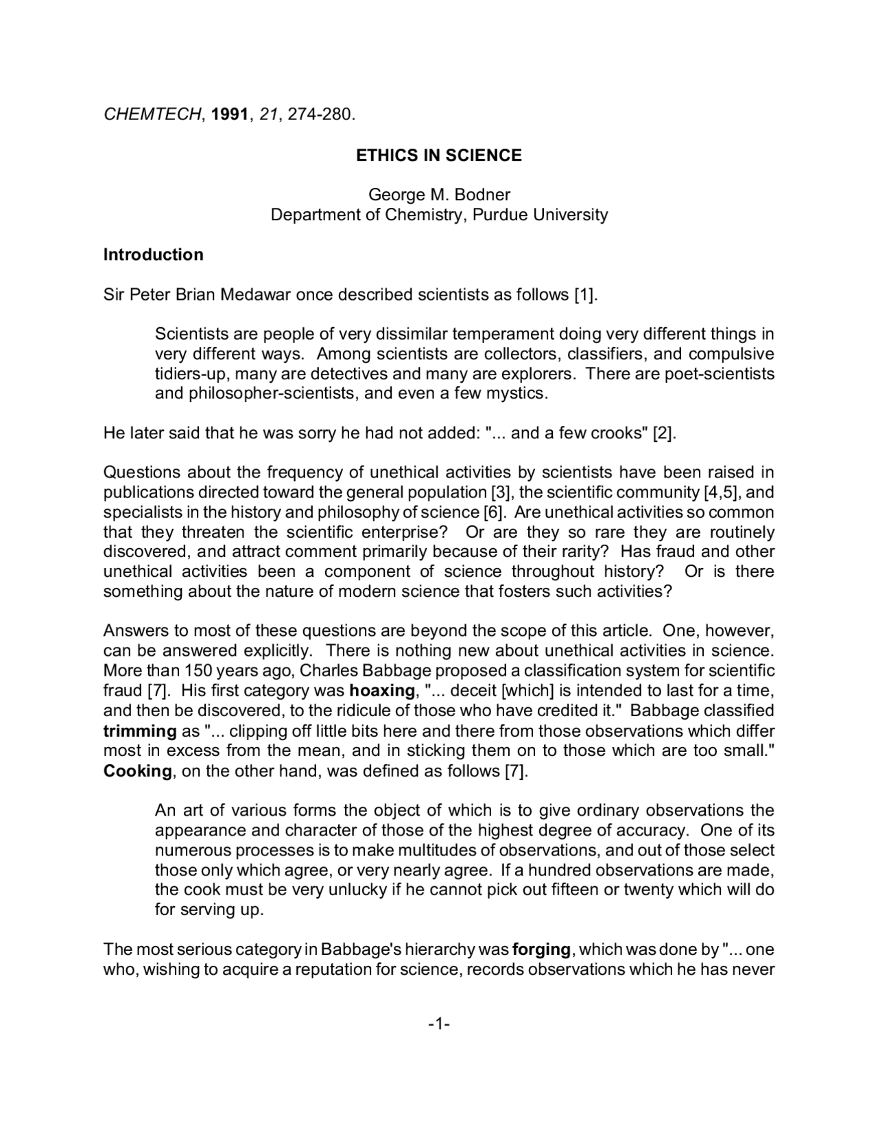 Ethics in Science - Experimental Chemistry II | CHEM C1260 | Lab ...