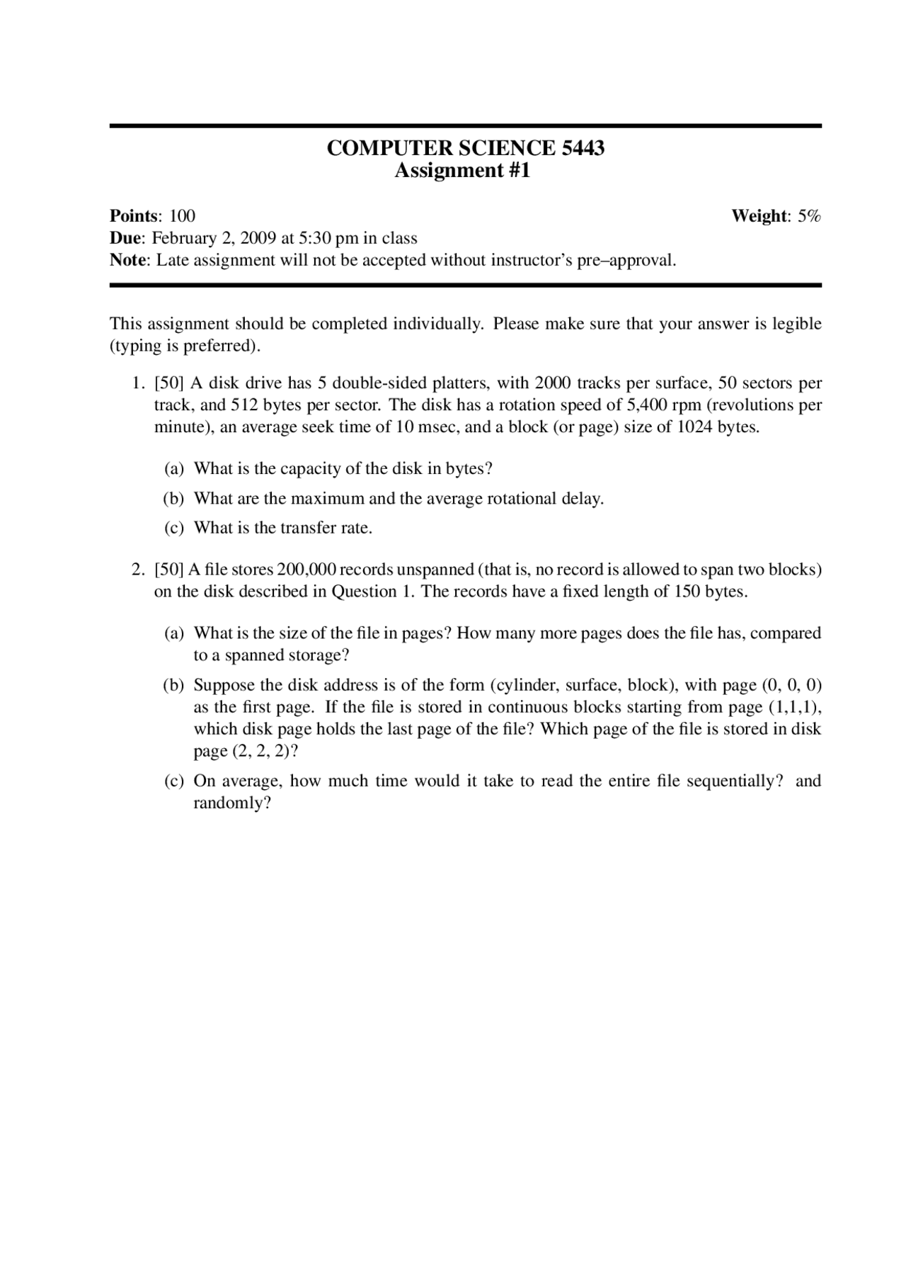 Practice Questions for Assignment 1 - Database Management Systems | CS 5443 | Assignments ...