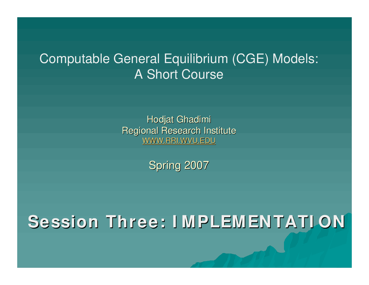Computable General Equilibrium Models on Implementation | ART T113 ...
