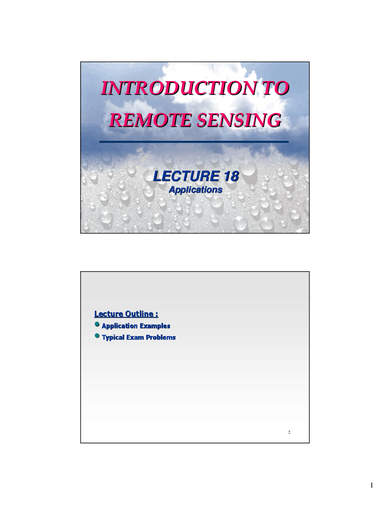 Introduction To Remote Sensing Lecture Slides Cee 6900 Docsity