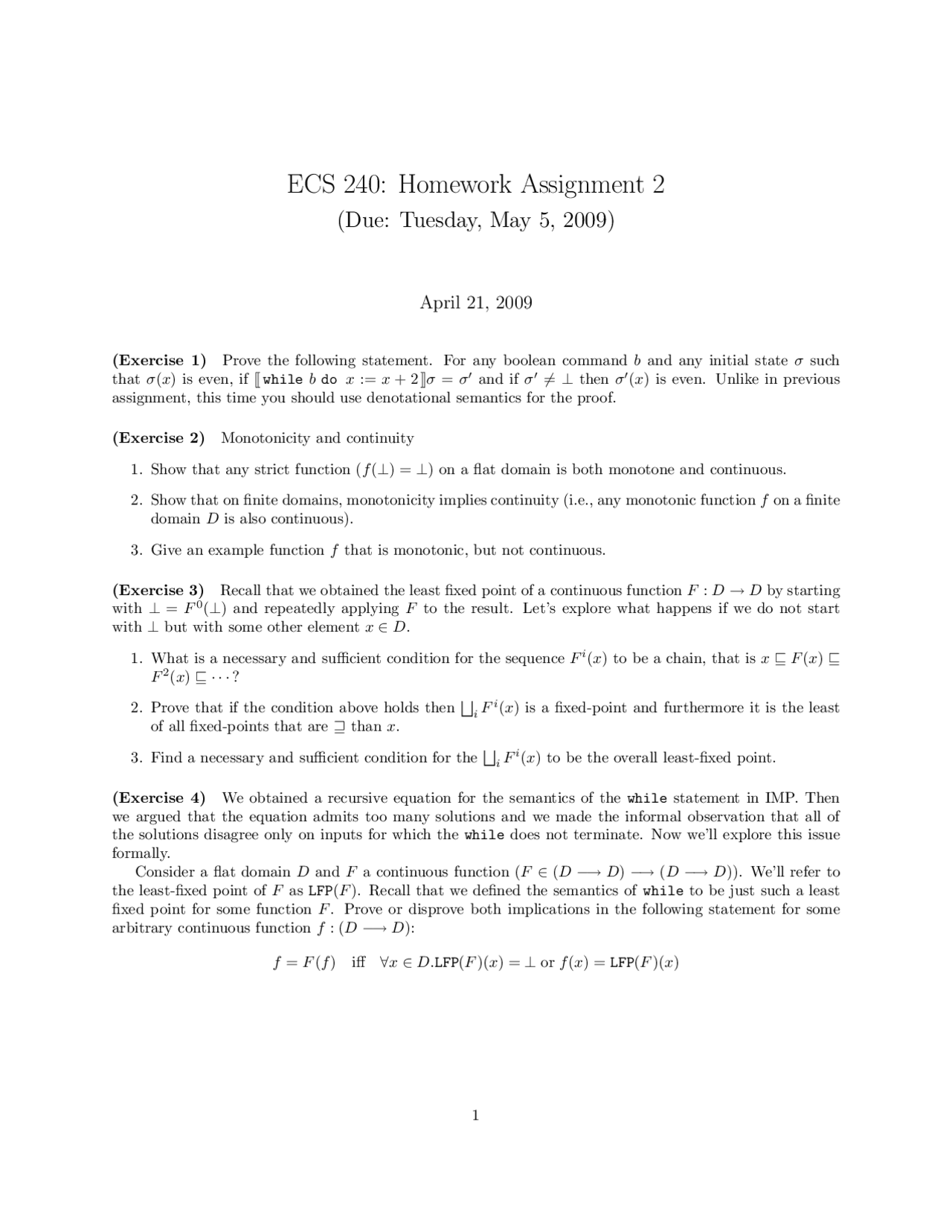 Programming Languages Assignment 2 Ecs 240 Docsity