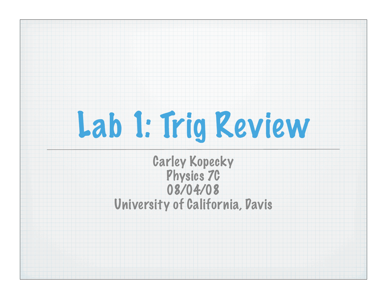 Laboratory 1 Trig Review Fall 2008 Phy 007c Docsity