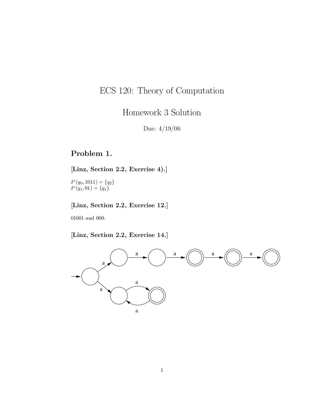 Resolutions For Homework 3 Introduction Theory Computation Ecs 120 Docsity