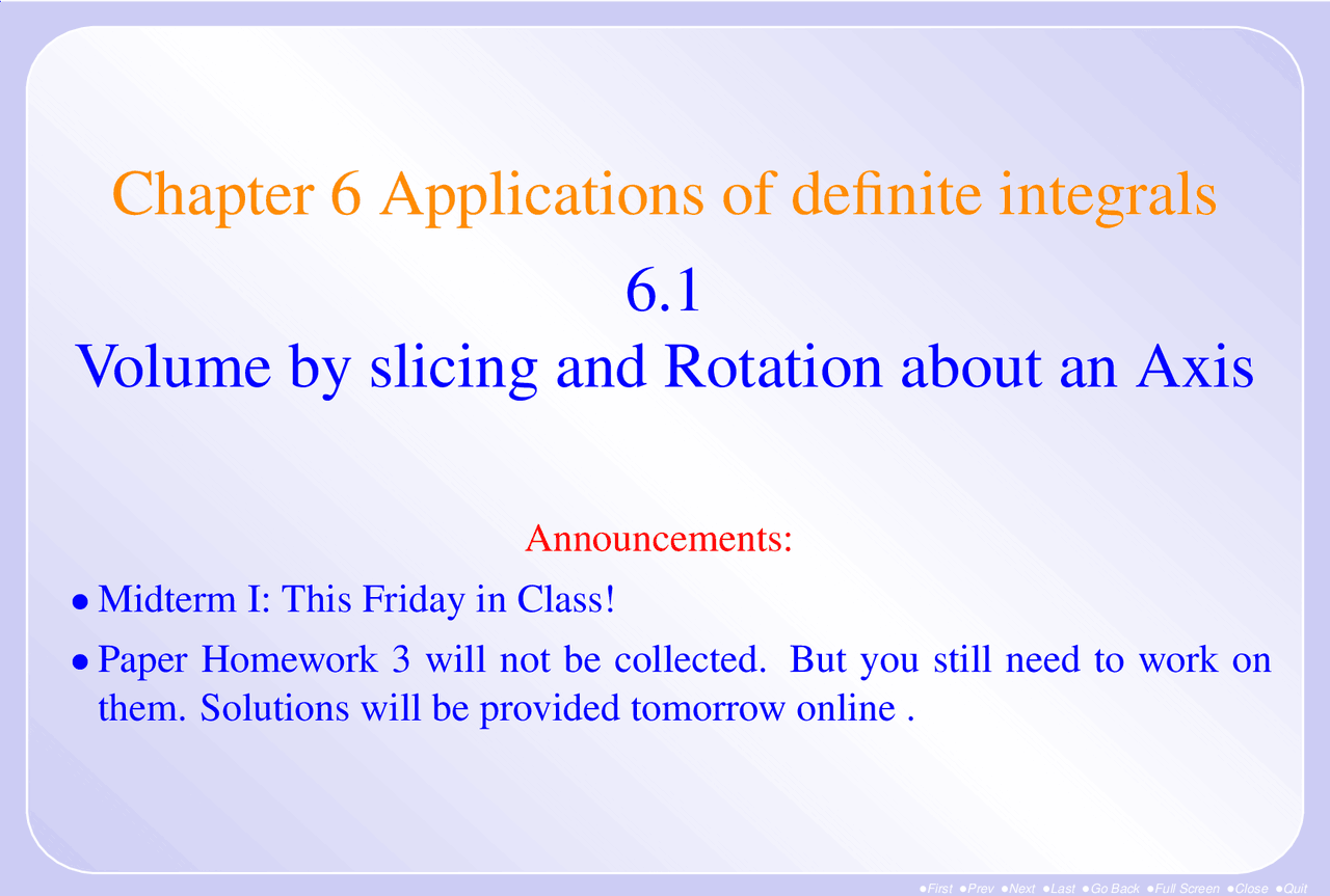 Lecture Slides On Applications Of Definite Integrals Mat 021b Docsity