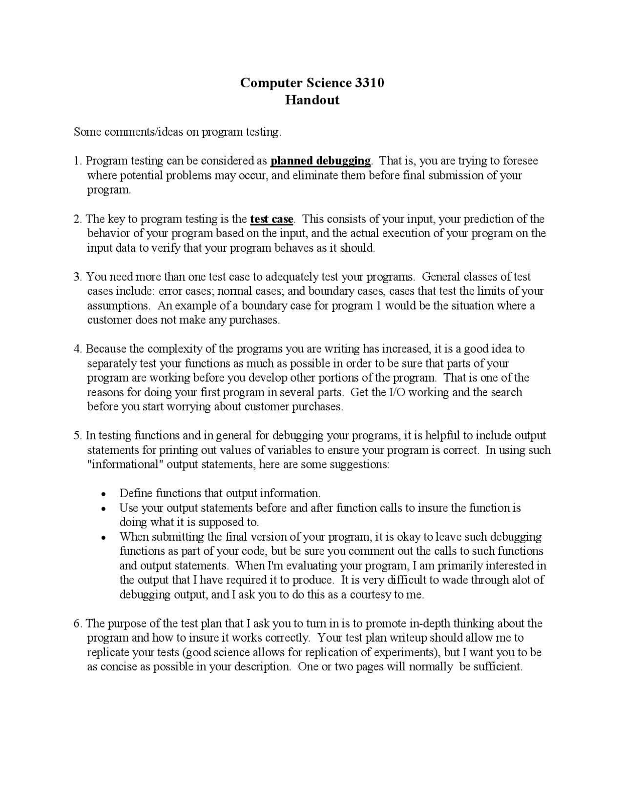 Ideas On Program Testing Advanced Data Structures And Abstraction Csci 3310 Docsity