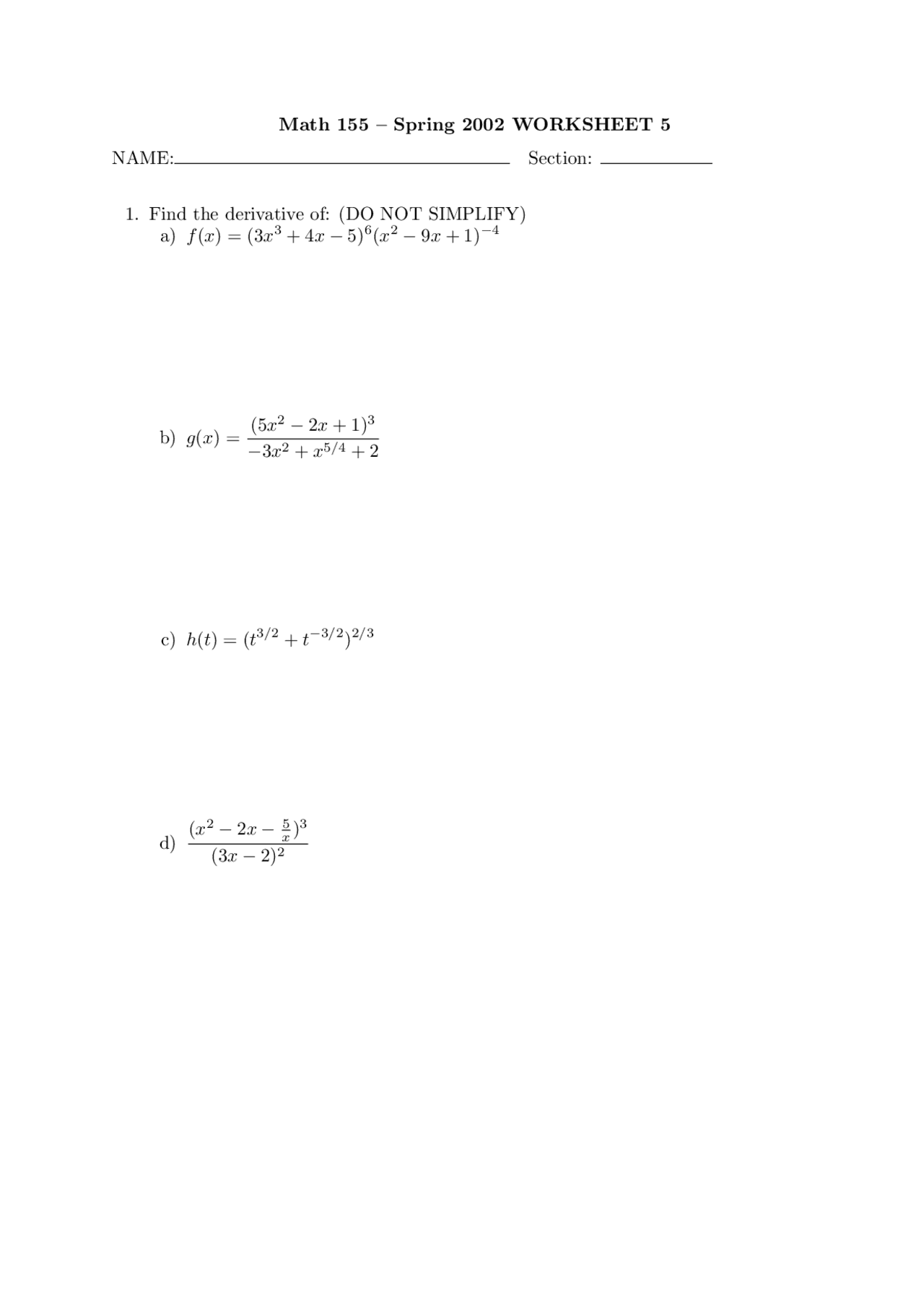 5 Problems To Find The Variables Functions Assignment 5 Math 155
