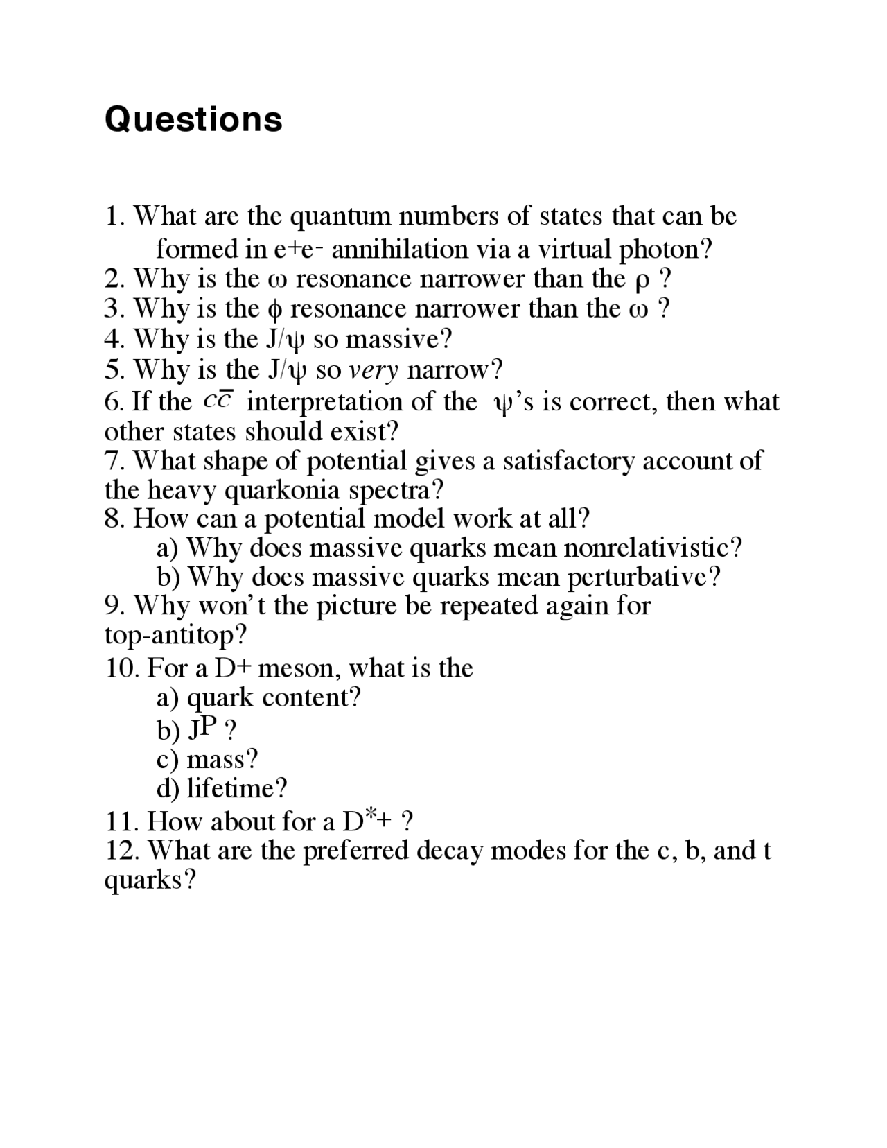 Assignment 11 Practice Questions High Energy Physics Phy 245a Docsity