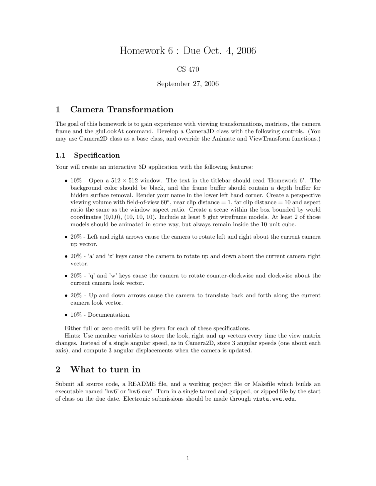 Homework 6 on Introduction to Computer Graphics | CS 470 - Docsity