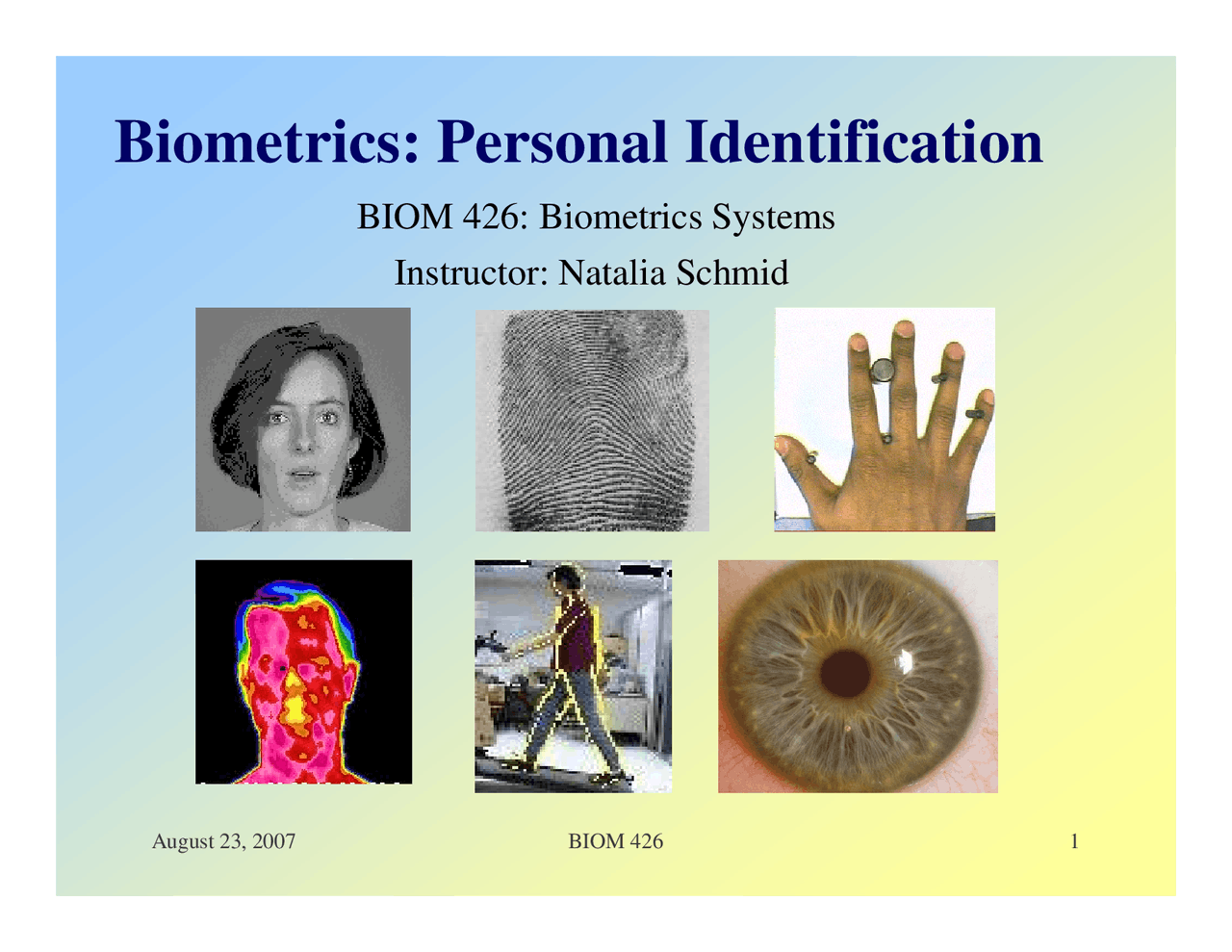 Personal Identification - Lecture Slides | BIOM 426 - Docsity