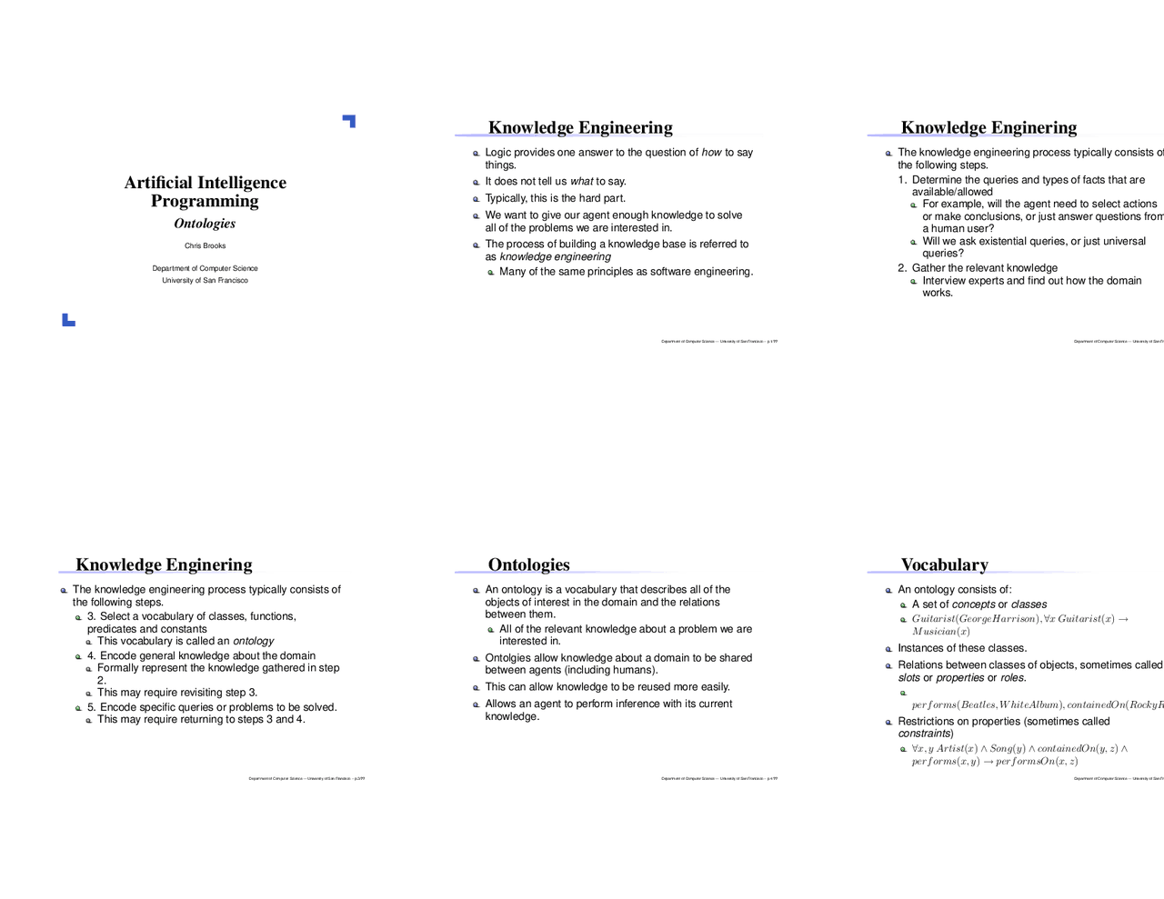 Ontologies Artificial Intelligence Programming Slides Cs 662