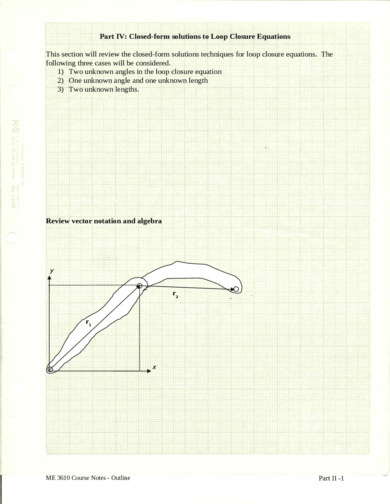 Closed-Form Solutions to Vector Loop Closure Equations | ME 3610 - Docsity