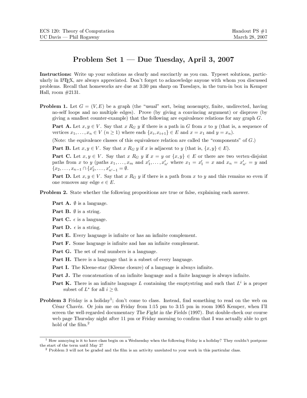 Practice Assignment 1 Theory Of Computation Ecs 120 Docsity
