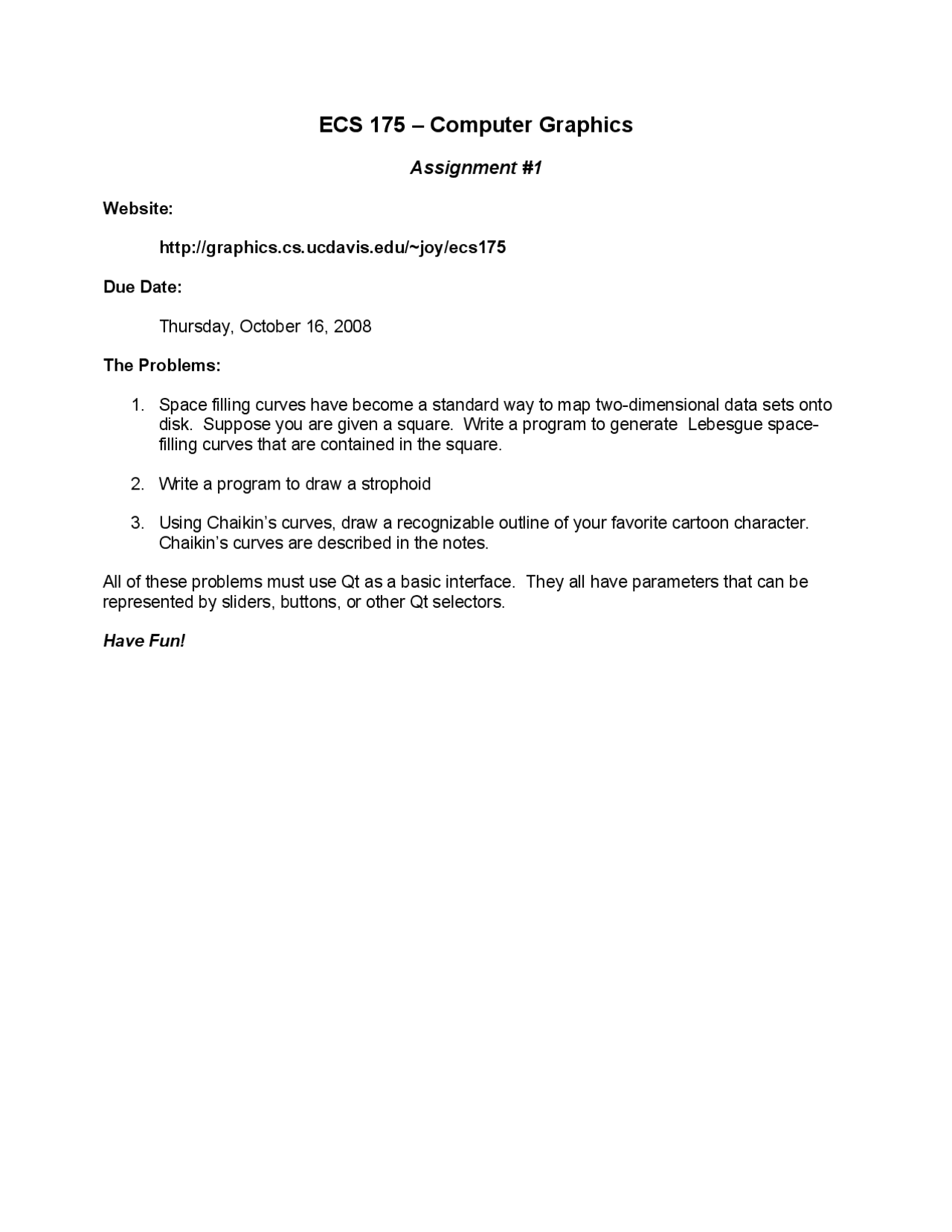 Assignment 1 On Computer Graphics Ecs 175 Docsity