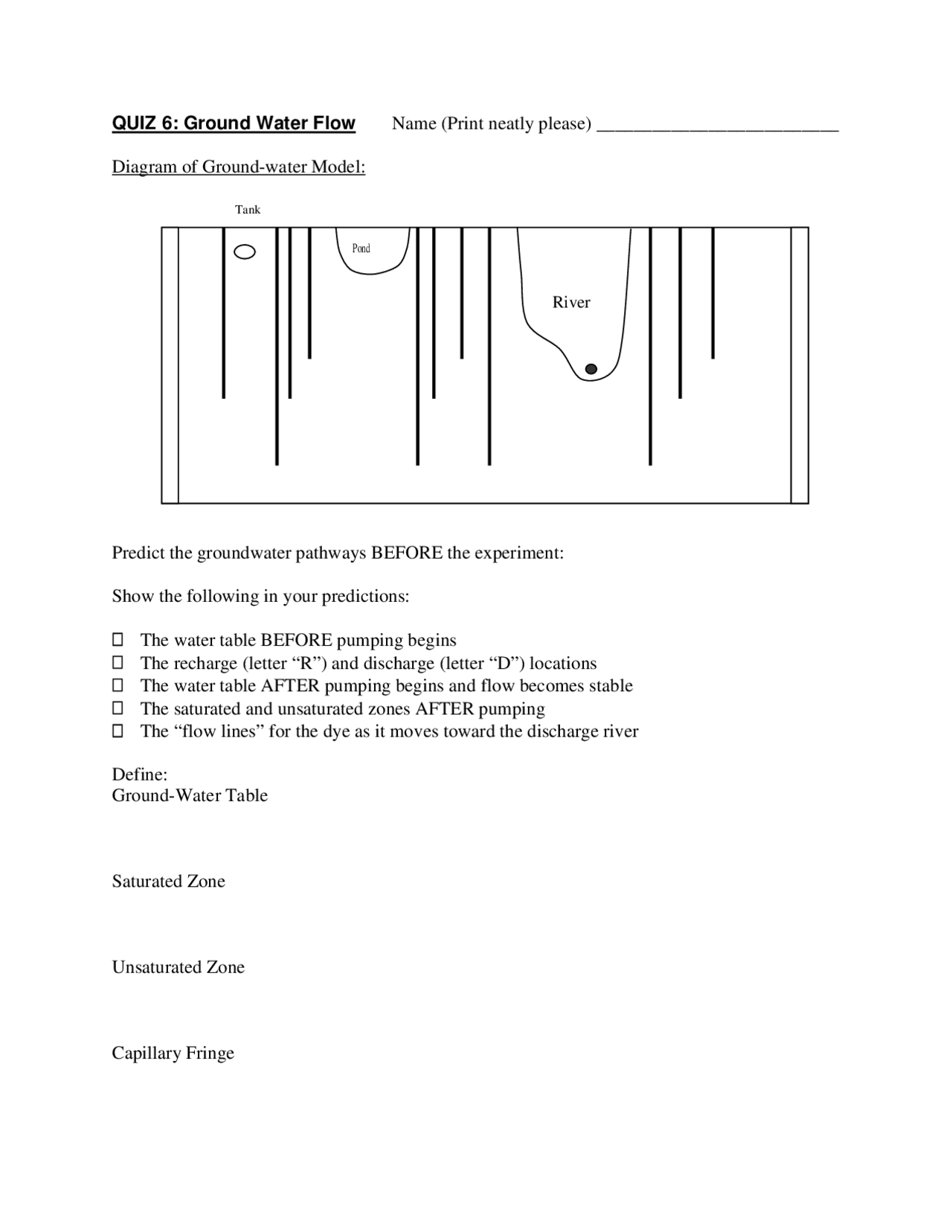 Quiz 6 For Groundwater Flow Planet Earth Geol 101 Docsity