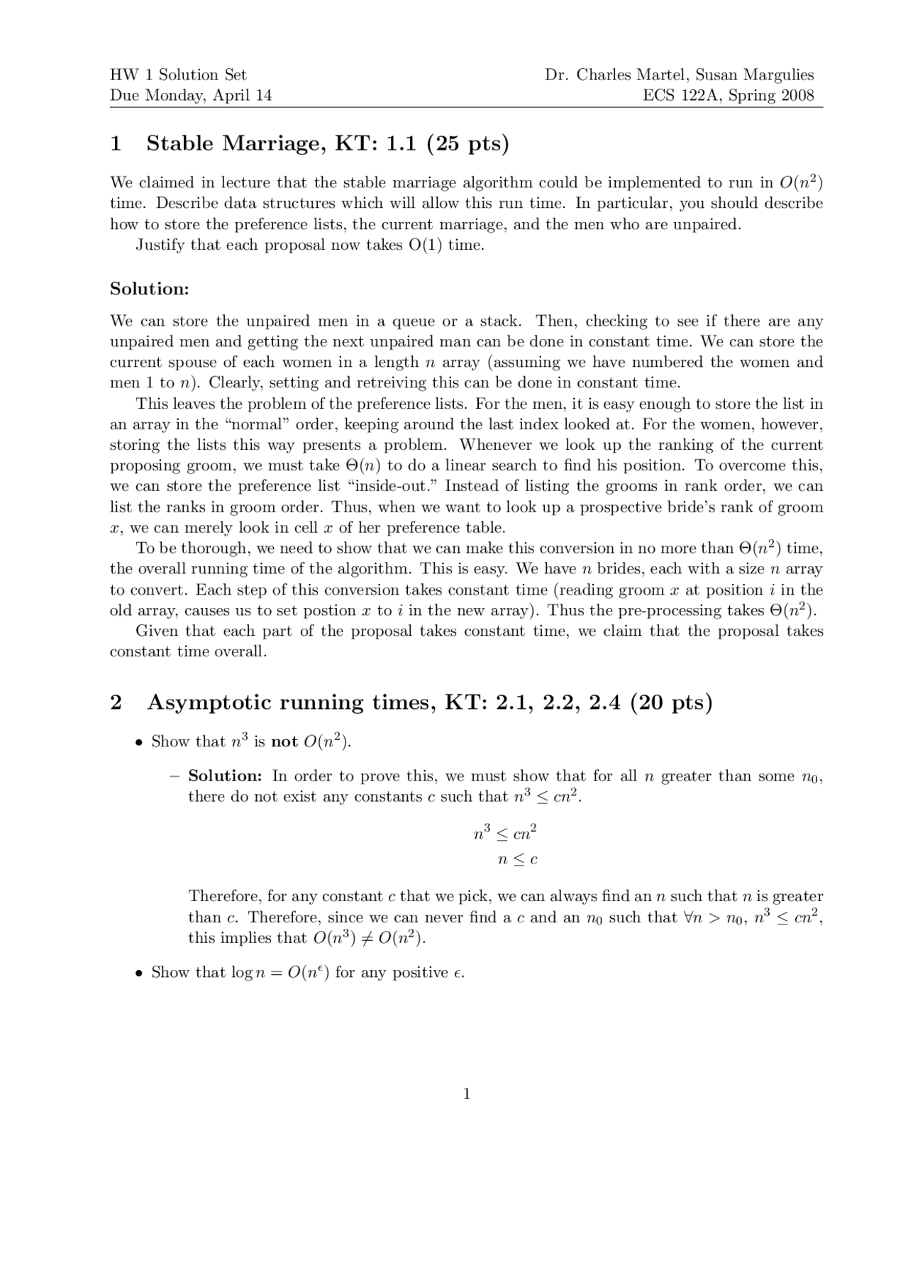 Problem Set 1 With Solution For Algorithm Design Ecs 122a Docsity 8187