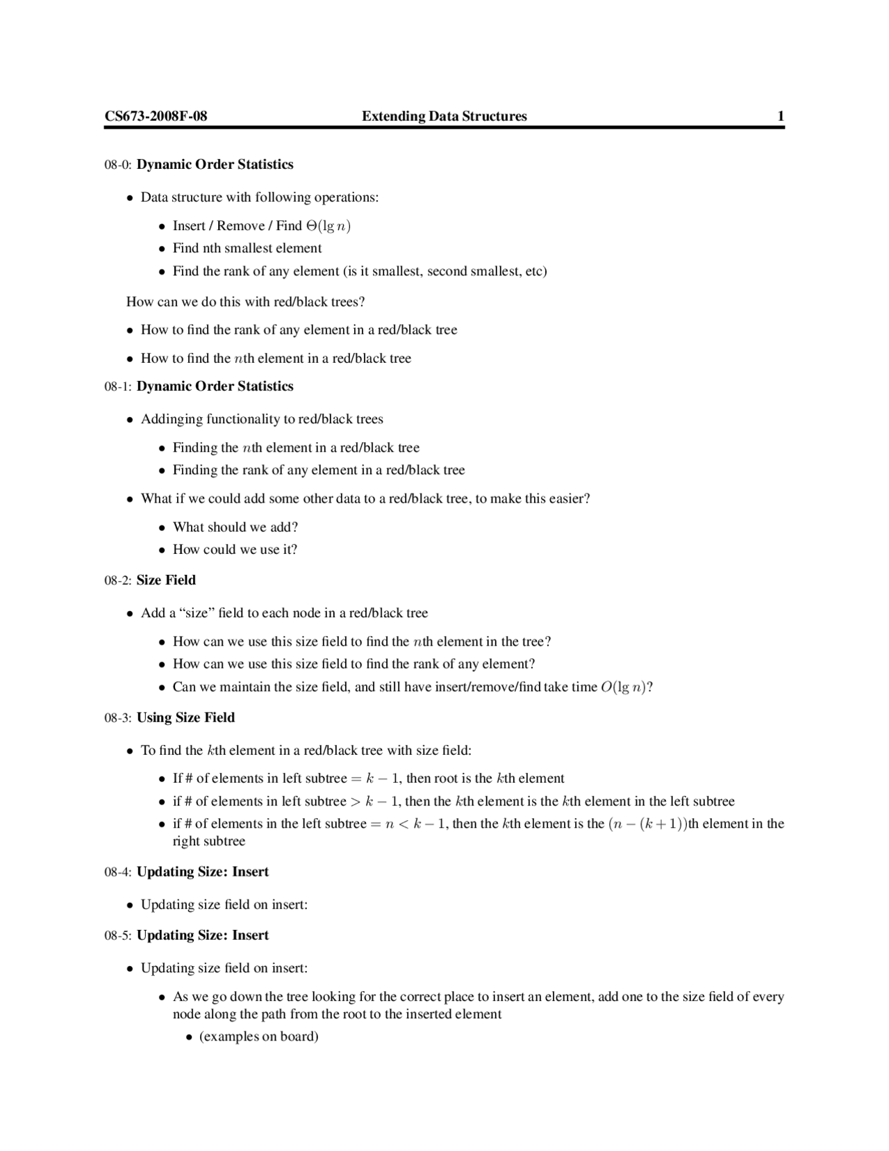 Lecture Notes On Extending Data Structures Algorithms Cs 673 Docsity 9278