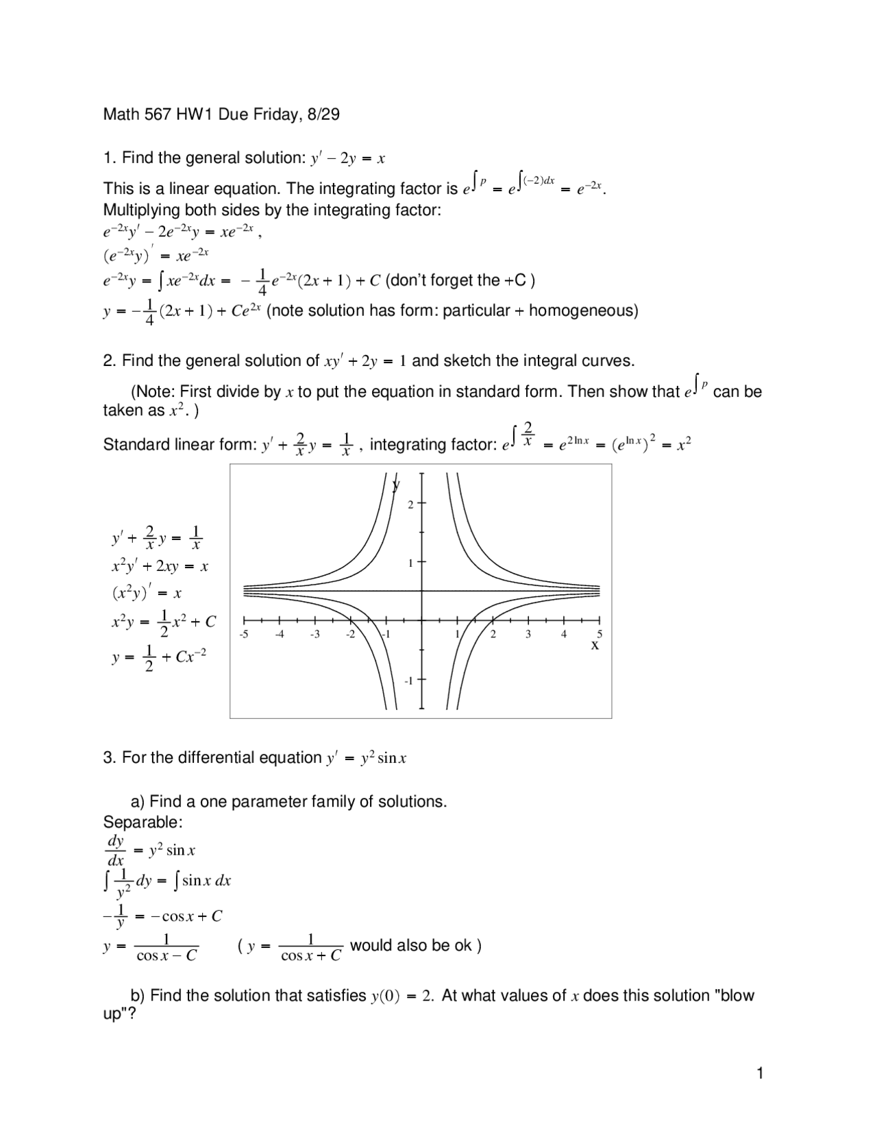 5 Solved Problems On The Advanced Calculus Assignment 1 Math 567