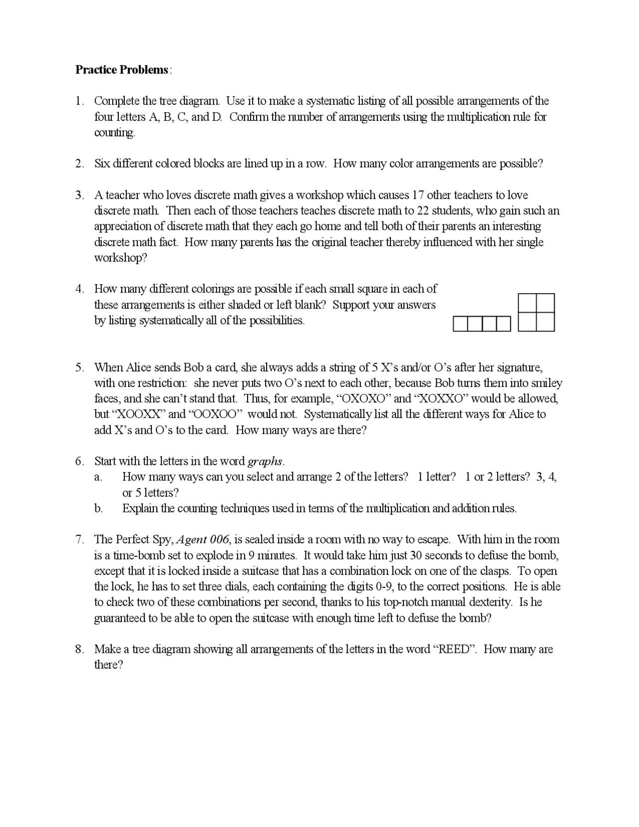 Practice Problems For Discrete Mathematical Structures Csci 2427