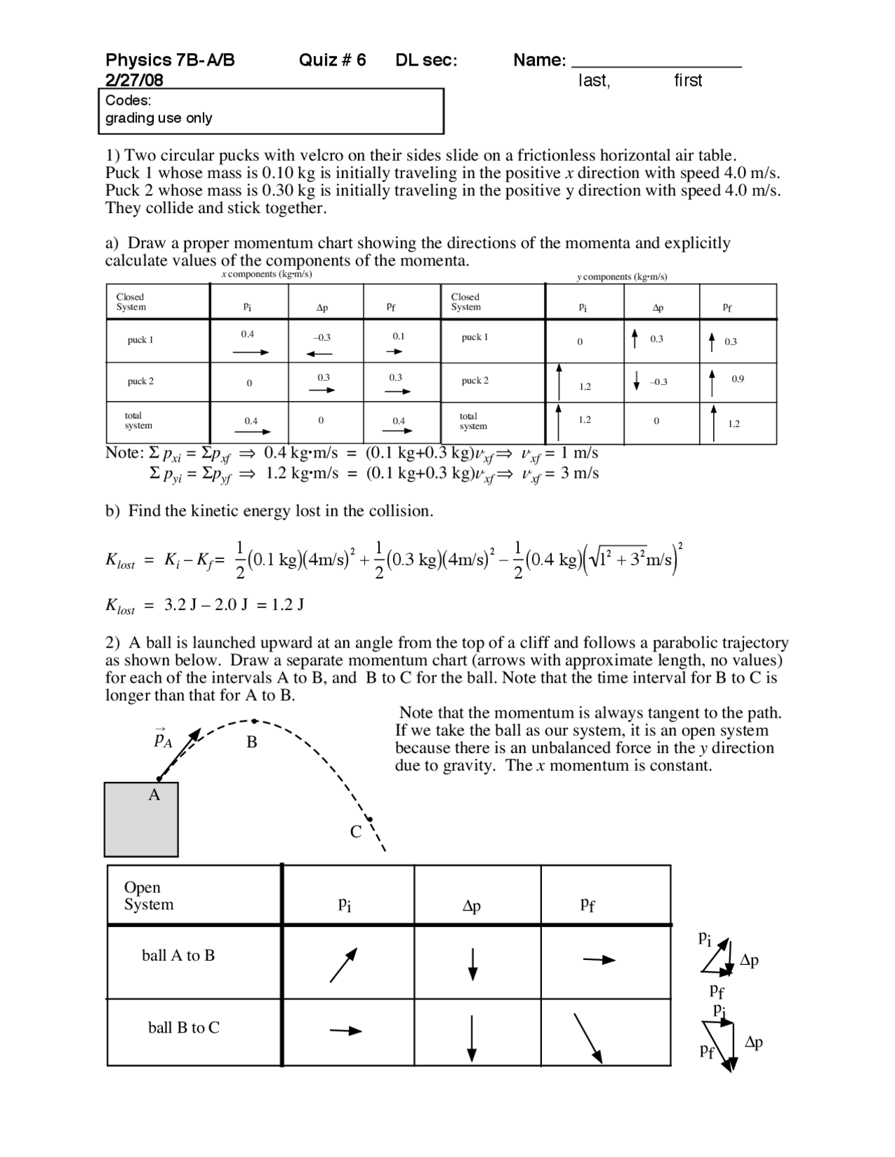 Quiz 6 With Solution Key For General Physics Phy 007b Docsity