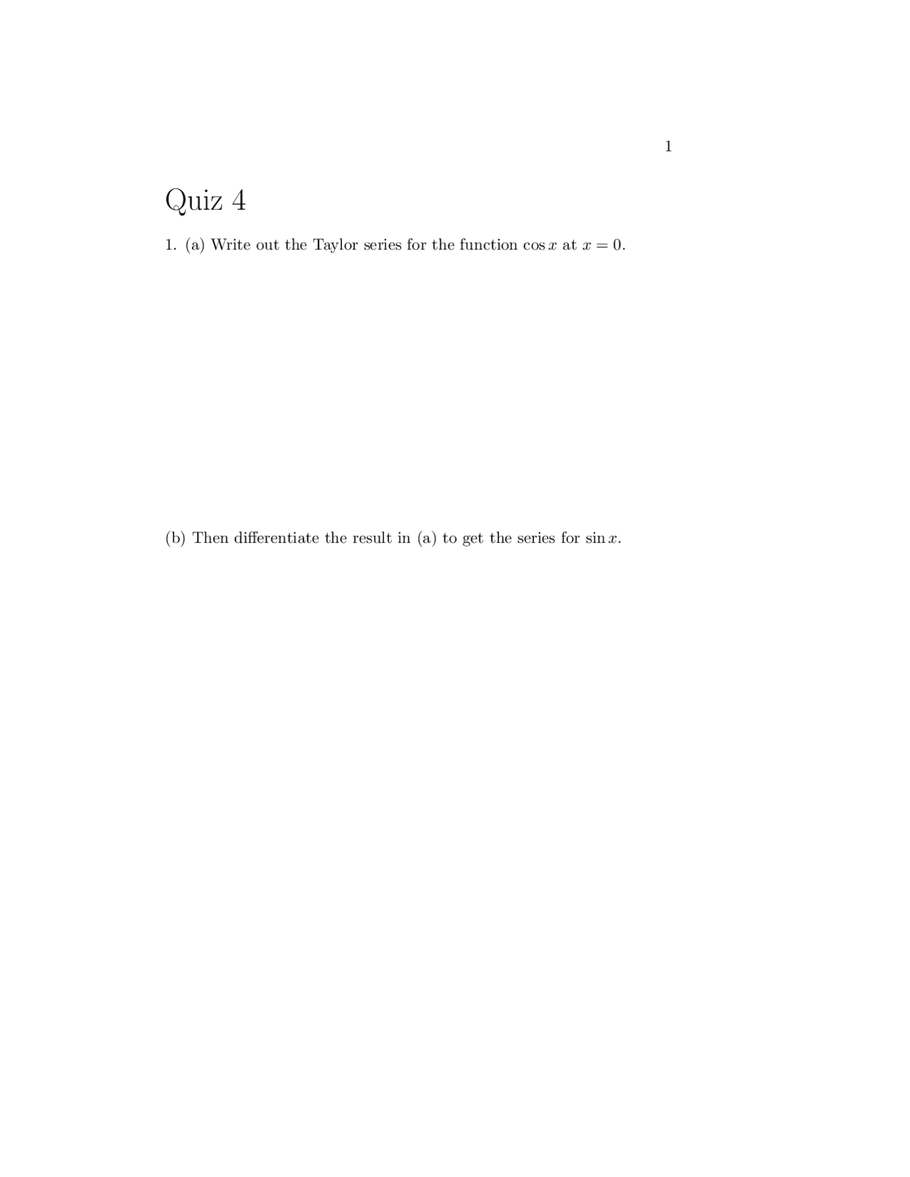 Taylor Series Function Calculus Quiz 4 Mat 021c Docsity
