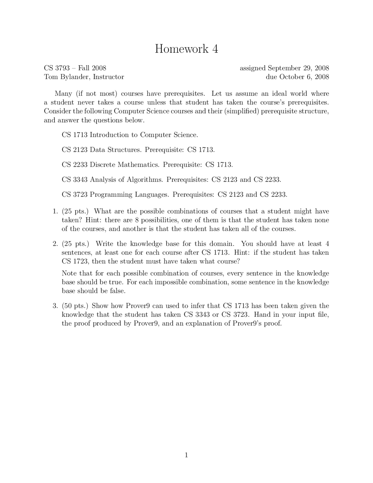 Homework 4 Questions - Introduction to Computer Program II | CS 1713 - Docsity
