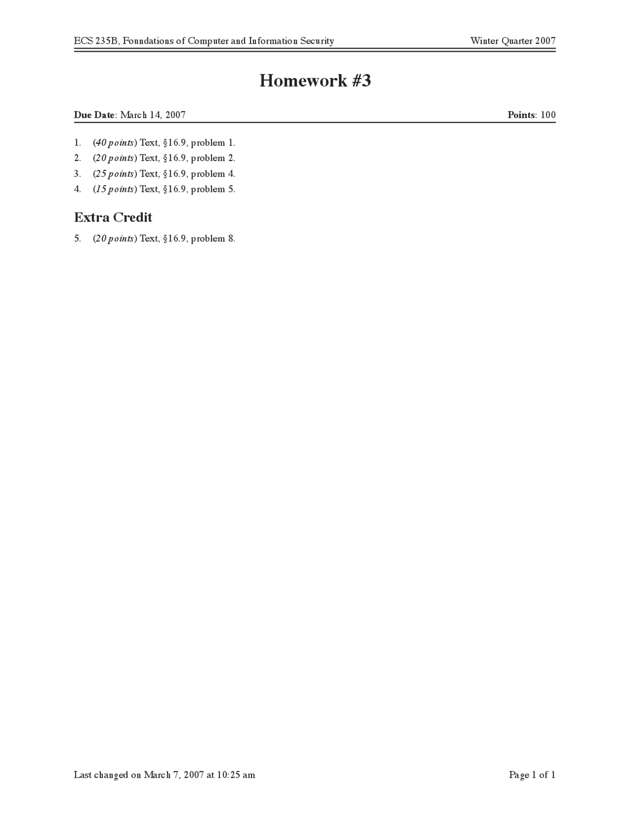Homework 3 Practice Questions Computer And Information Security Ecs 235a Docsity