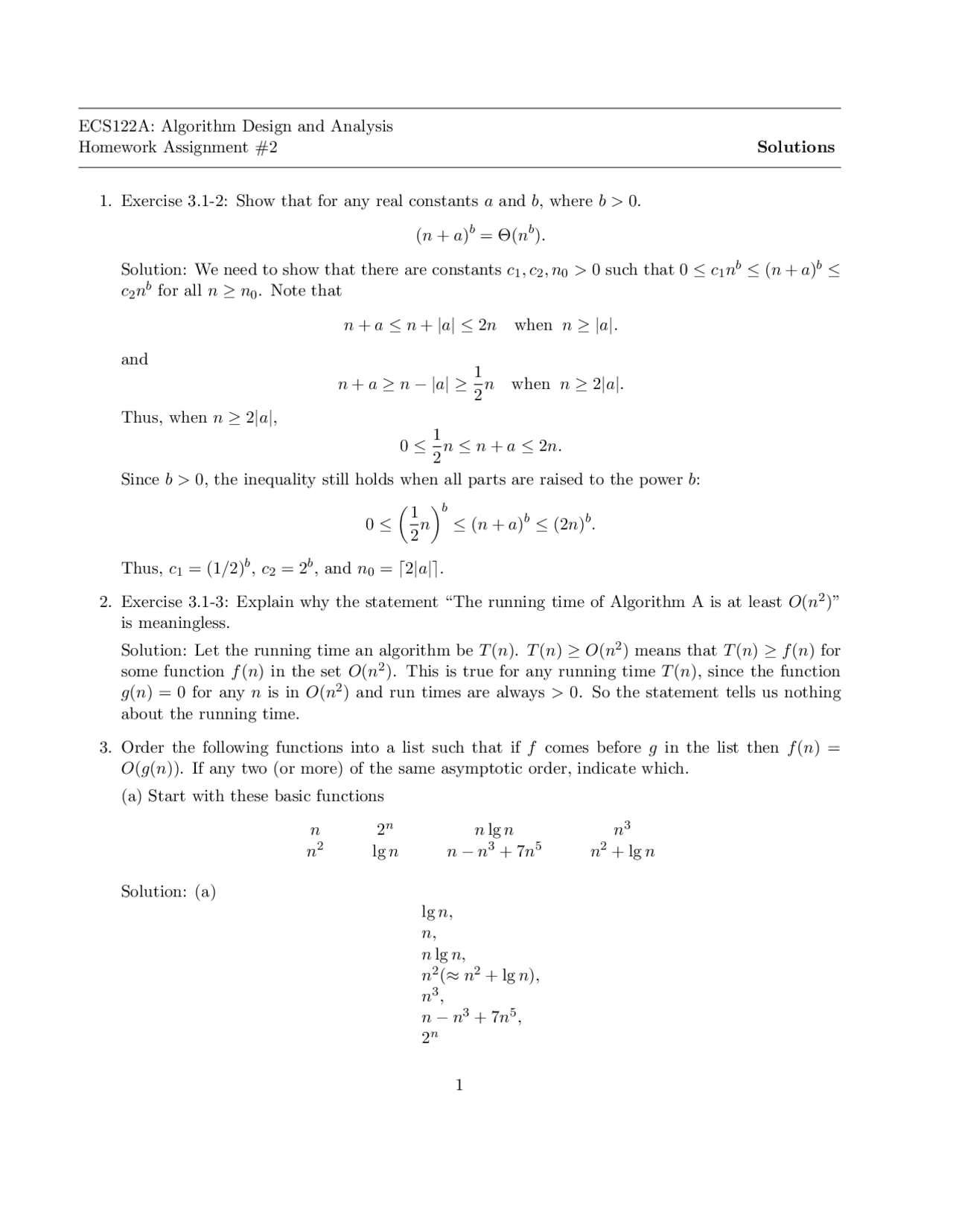 Homework Assignment 2 Solved Questions Algorithm Design Ecs 122a 3597
