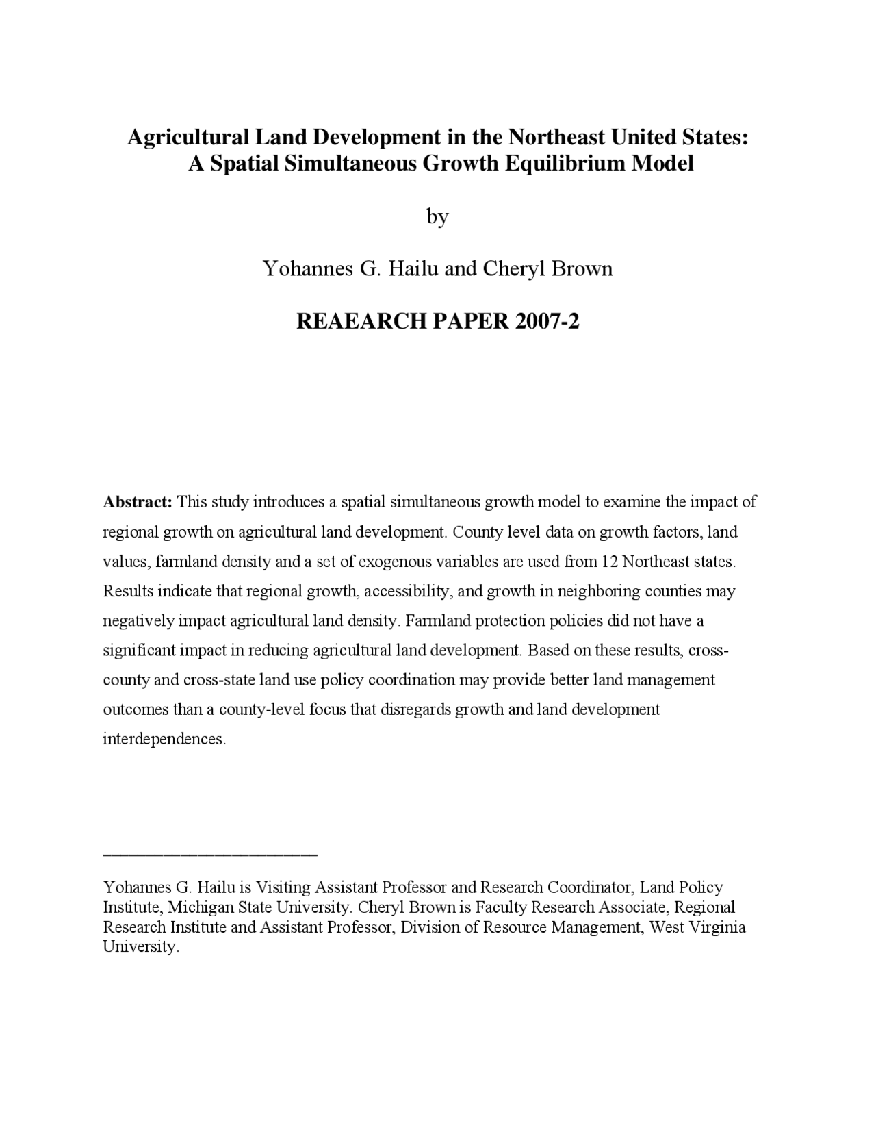 Agricultural Land Development In Northeast United States Ee T220 Docsity 