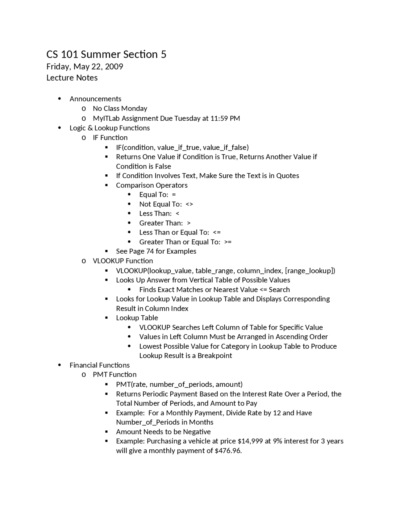 Review Sheet For Introduction To Computer Applications Cs 101 Docsity