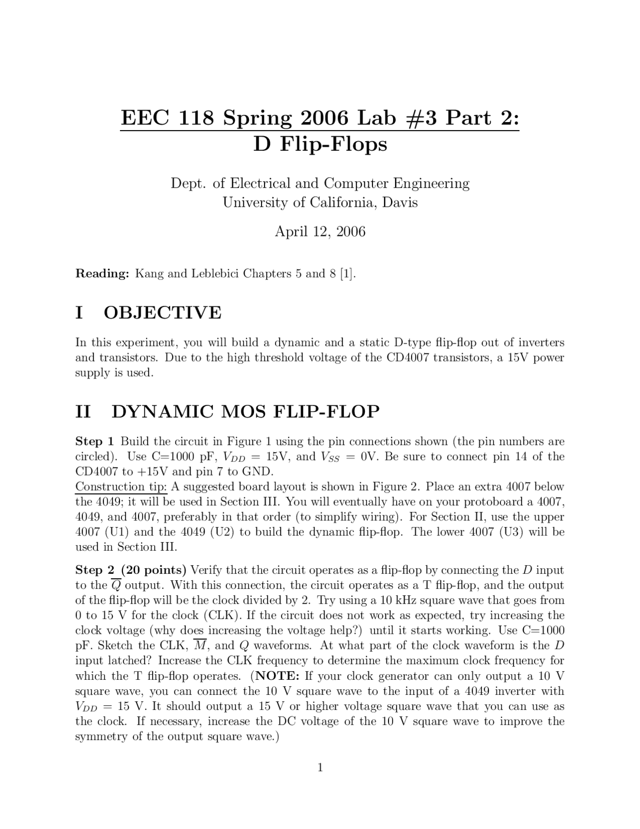 Flip Flops Digital Integrated Circuits Lab 3 Eec 118 Docsity