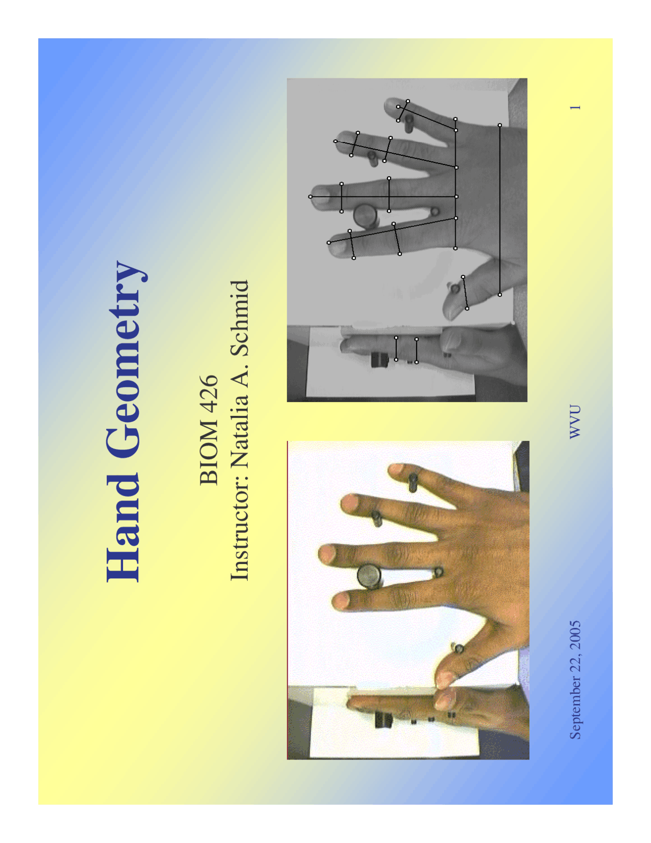 Introduction To Biometric Systems Hand Geometry Biom 426 Docsity