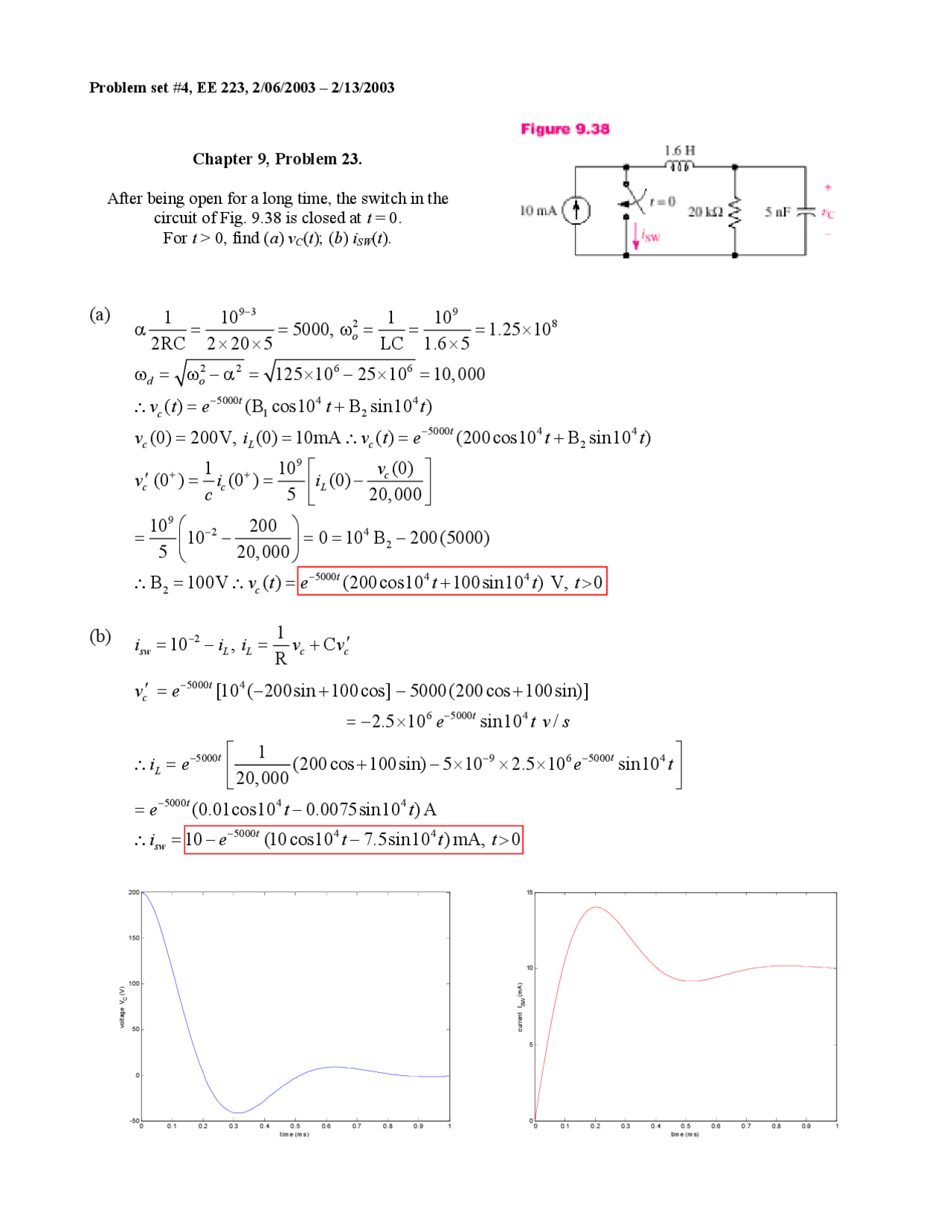 Assignment 4 Solutions Electrical Circuits Ee 223 Docsity
