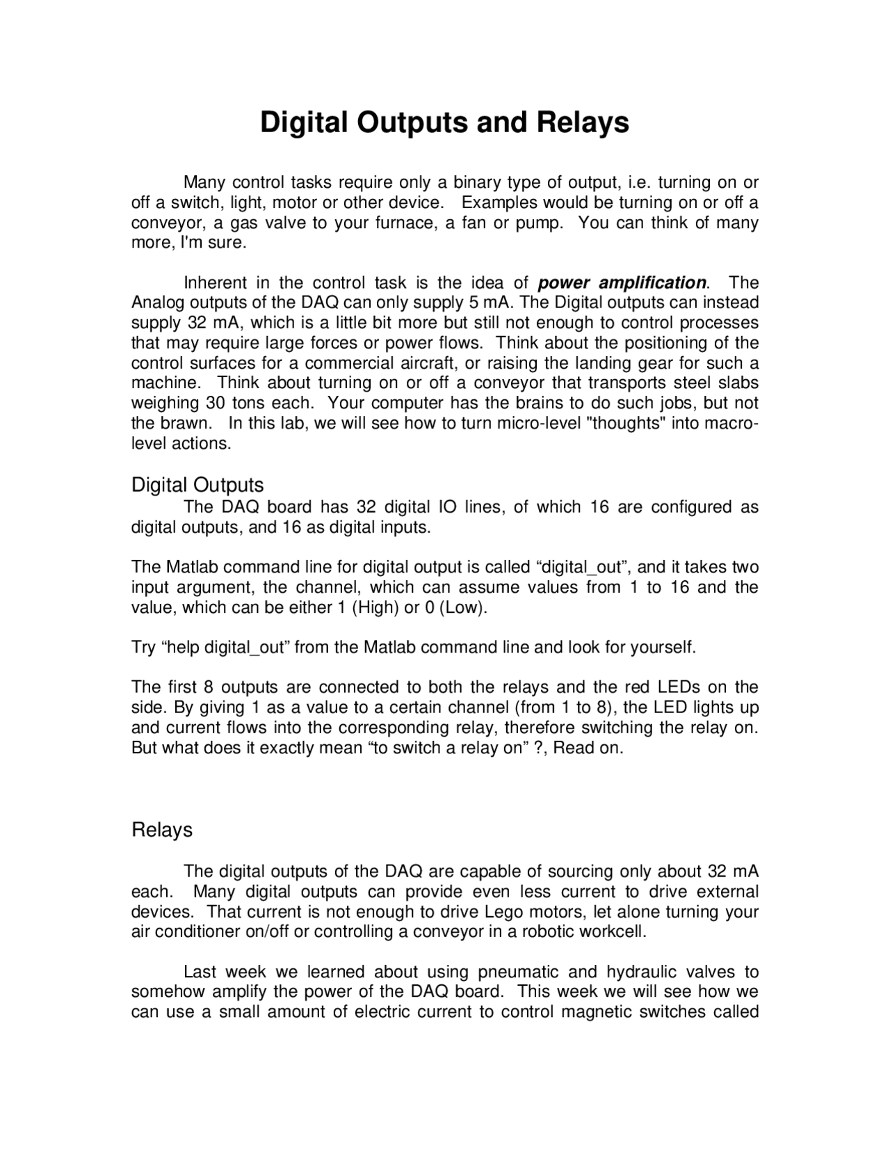 Digital Outputs and Relays in Design Machine Elements | MAE T404 - Docsity