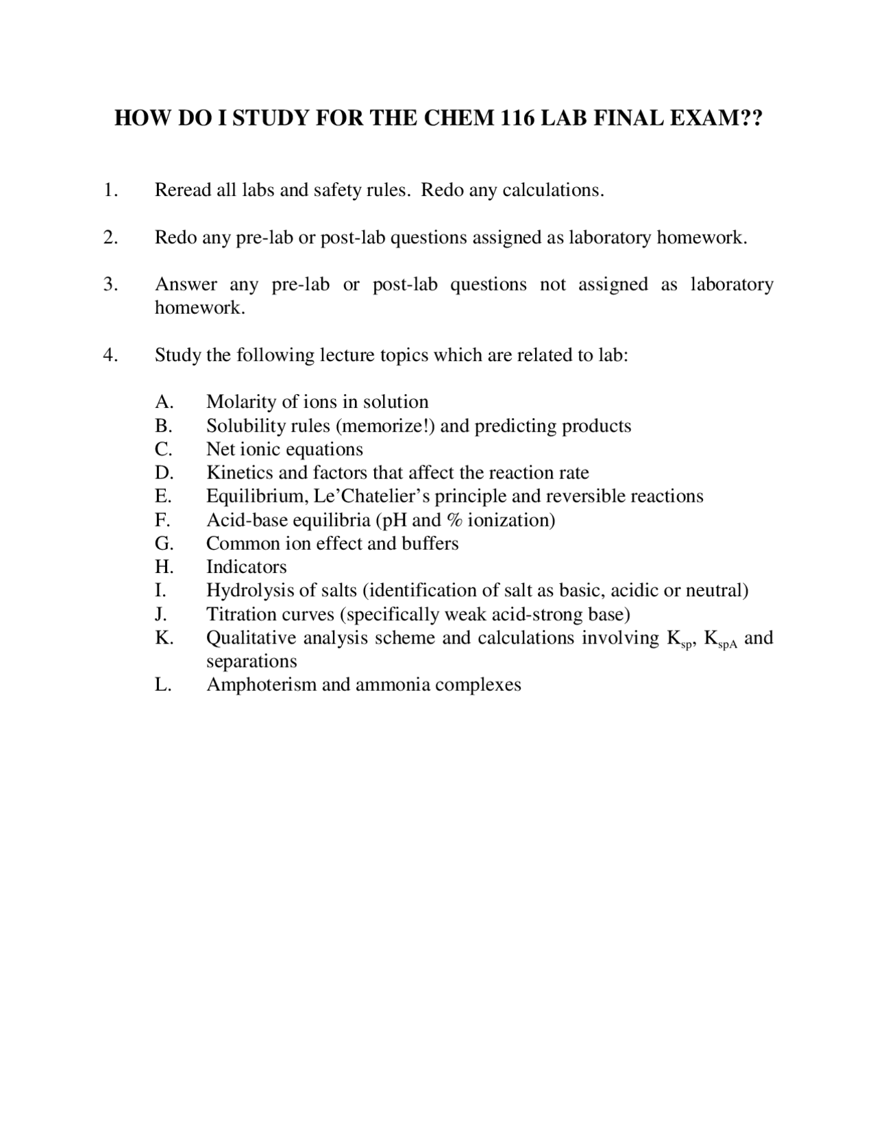 Unsolved Questions For Final Exam Fundamentals Of Chemistry Chem
