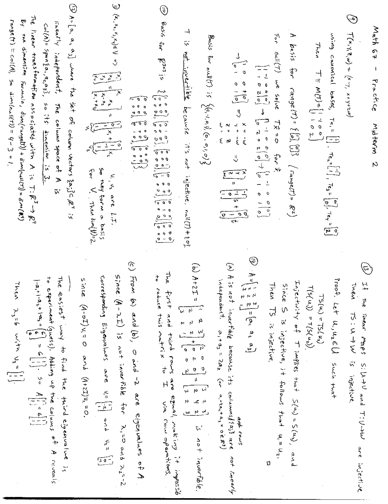 Solved Practice Midterm For Modern Linear Algebra Mat 067 Docsity