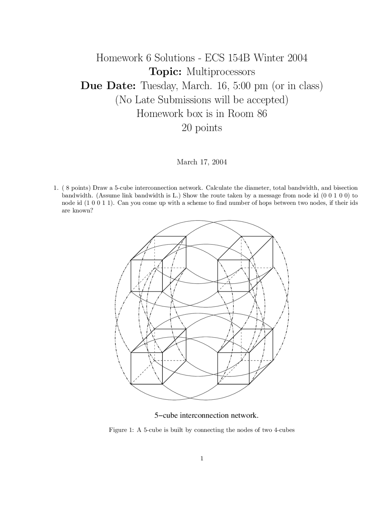 Multiprocessors Homework 6 Solutions Ecs 154b Docsity