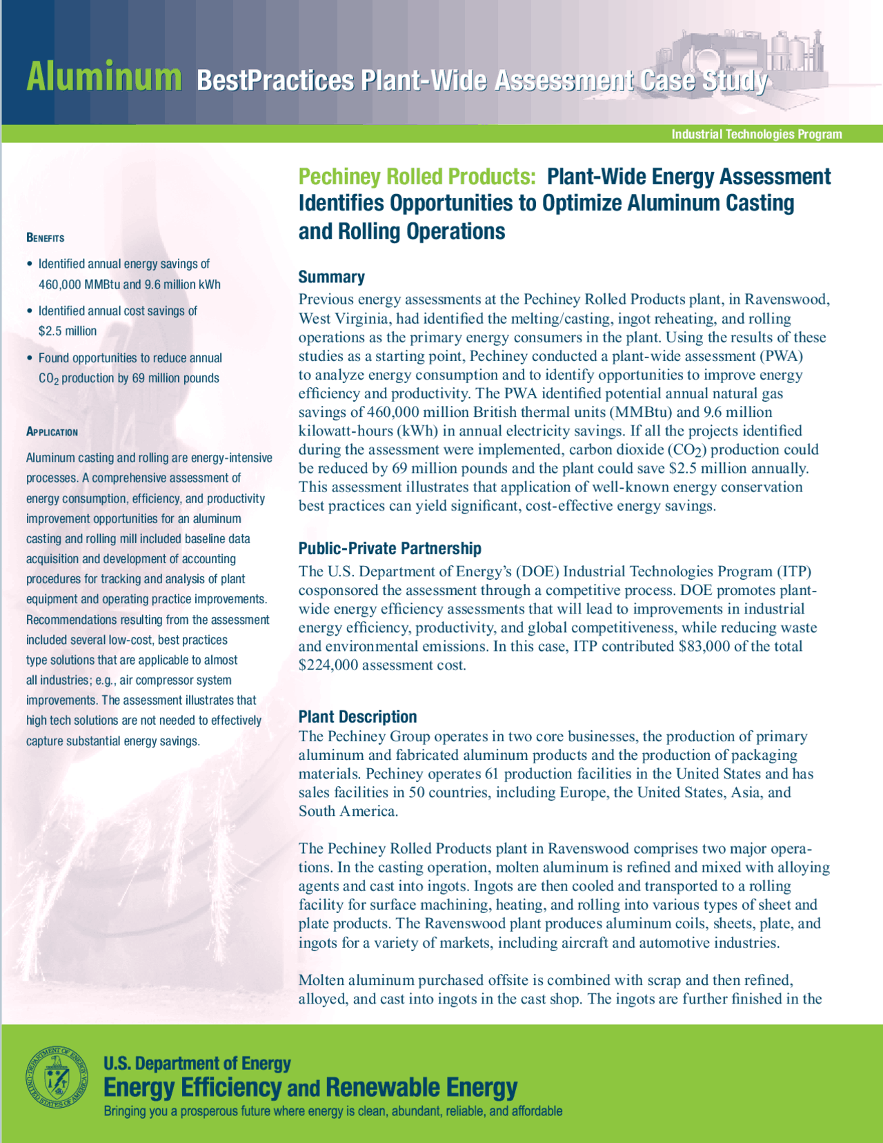 Aluminum Best Practices Plant Wide Assessment Case Study | CS T101 | Exams Computer Science ...