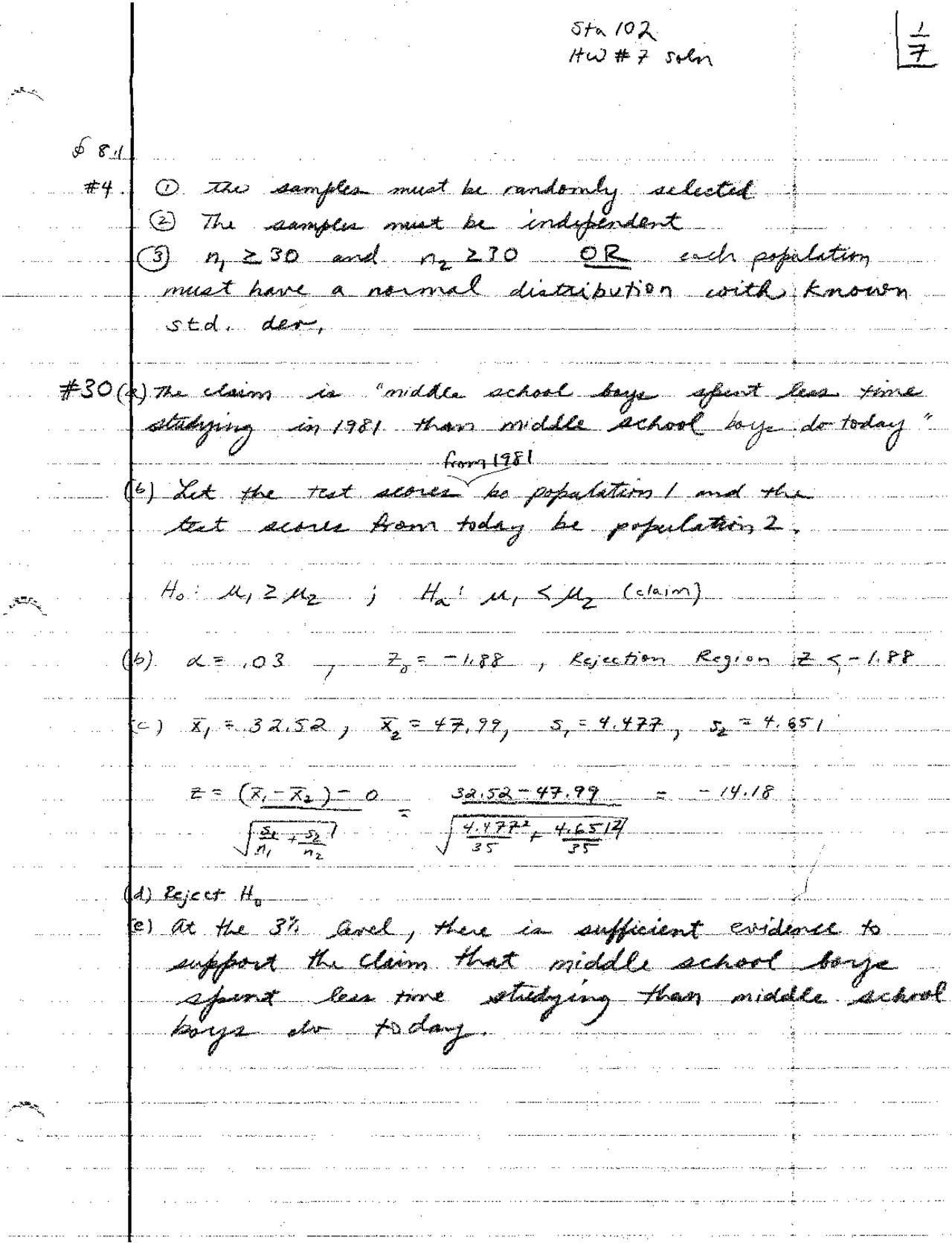 3 Questions With Solutions Assignment 7 Sta 102 Docsity