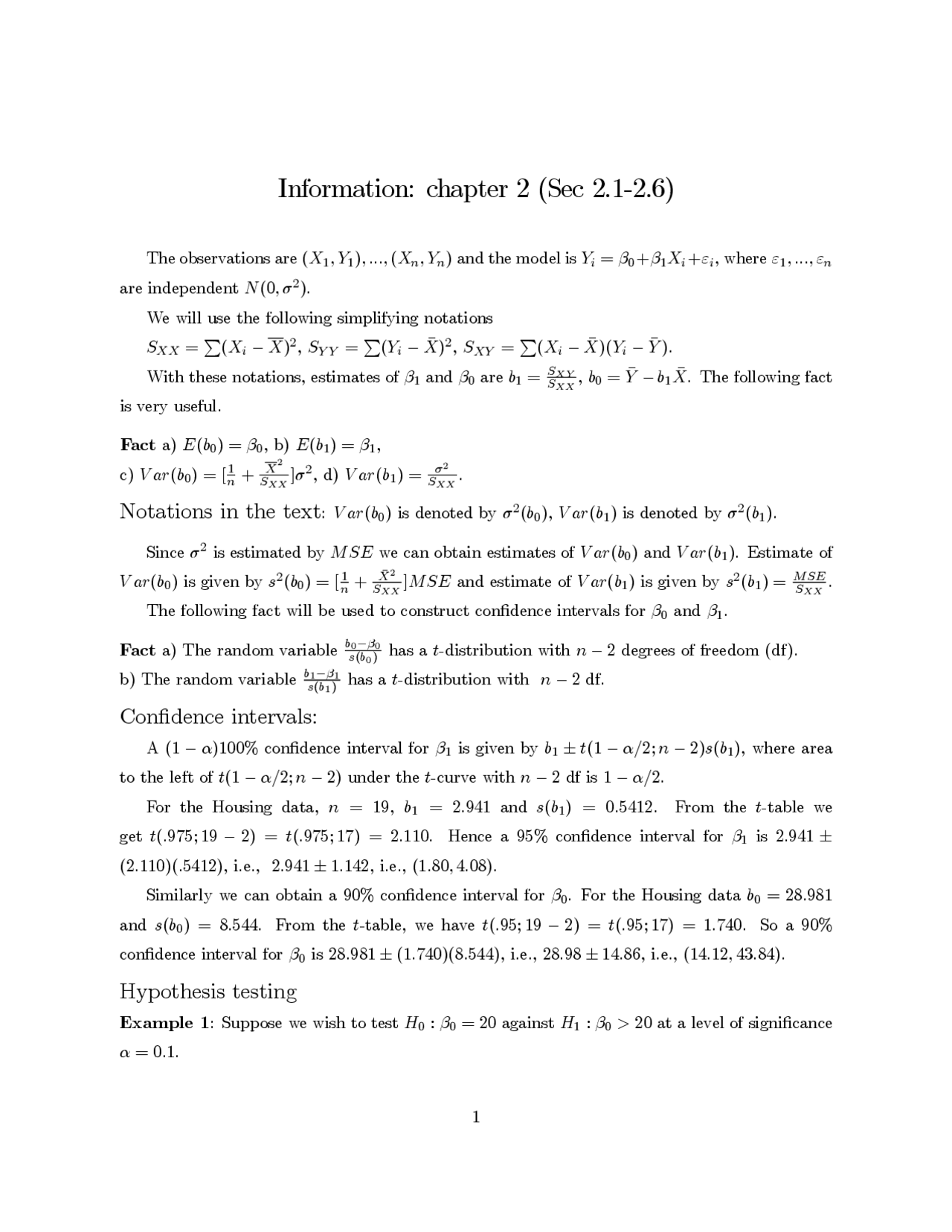 Exam Confidence Intervals Hypothesis Testing Regression Analysis Sta 108 Docsity