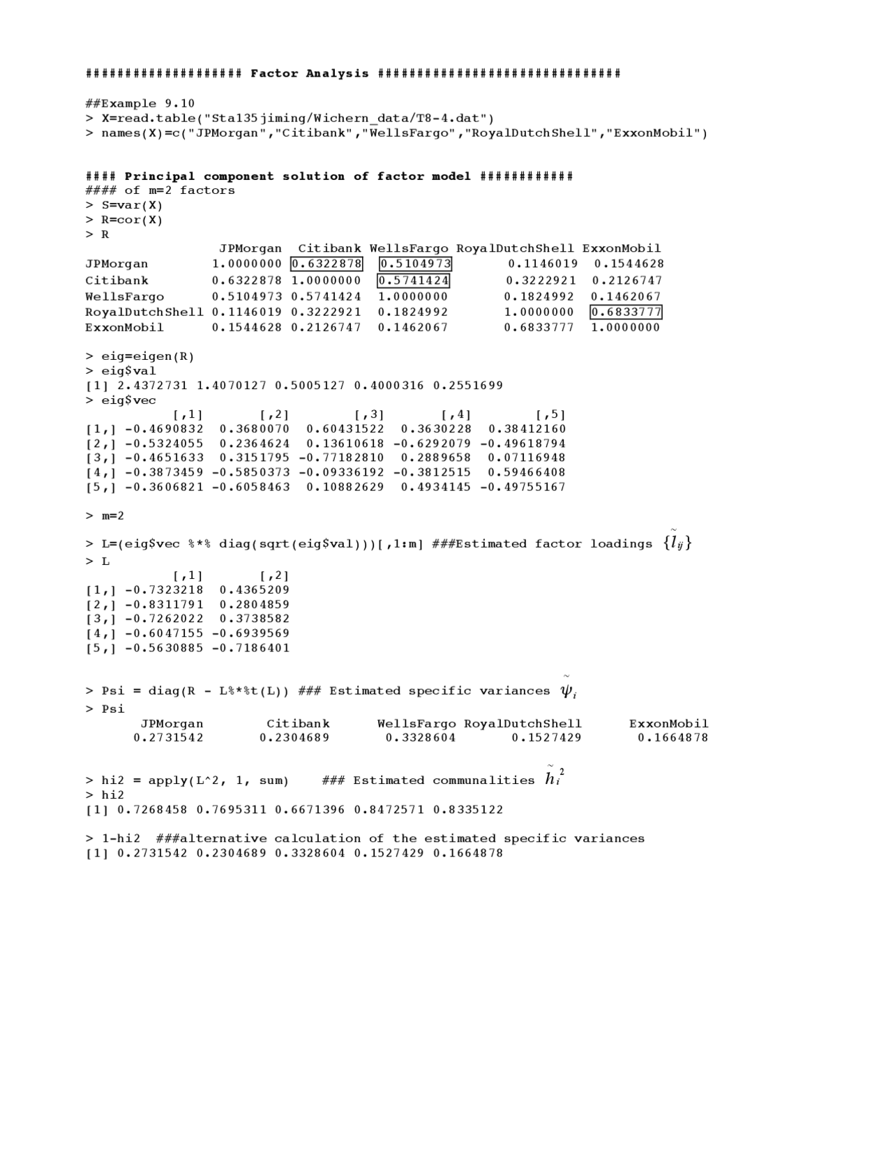 Notes On Factor Analysis Multivariable Data Analysis Sta 135