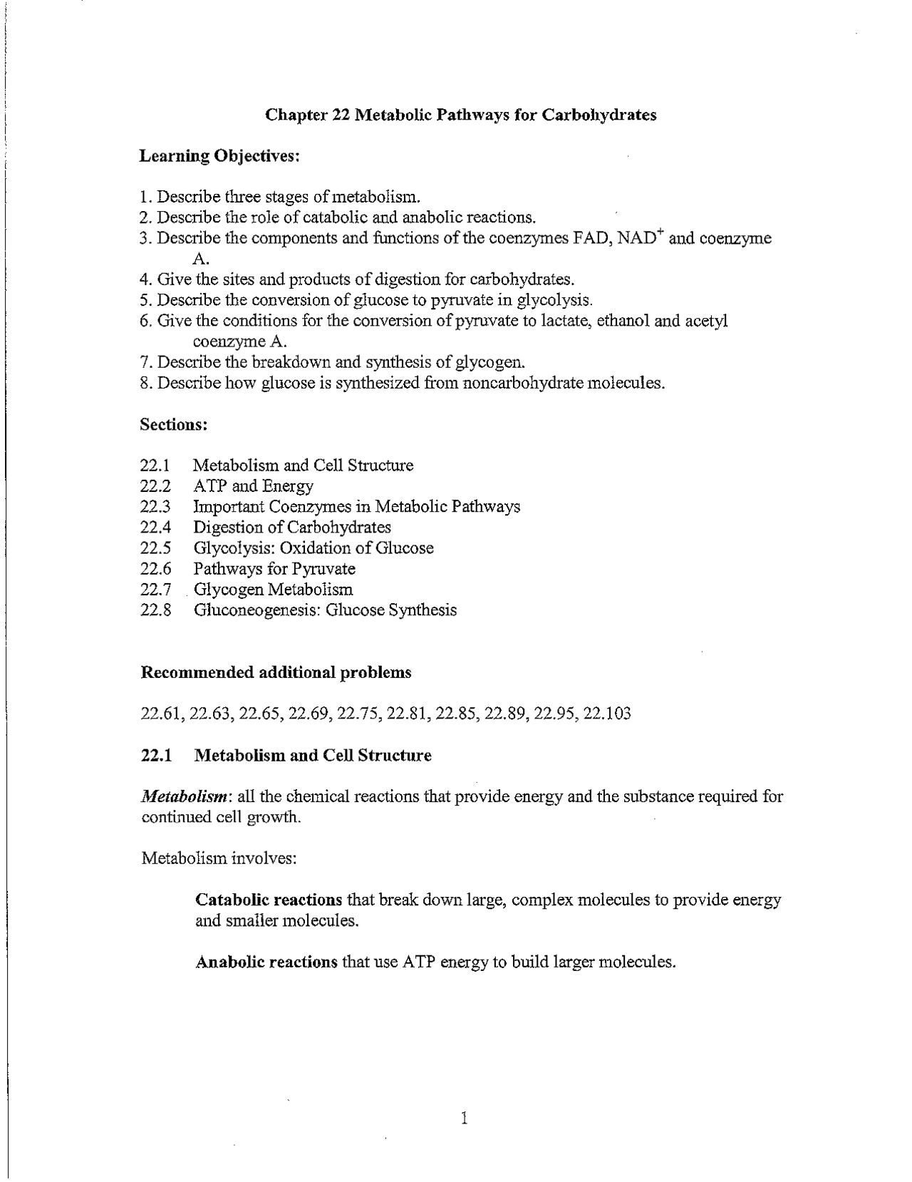 Metabolic Pathways for Carbohydrates - Study Guide | CHEM 1120 | Study ...