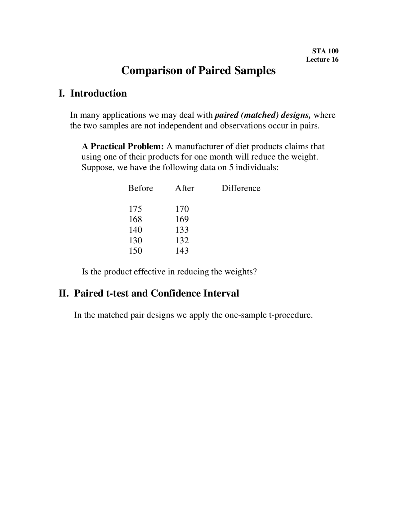 Comparison Of Paired Sample Applied Statistics For Biological Science